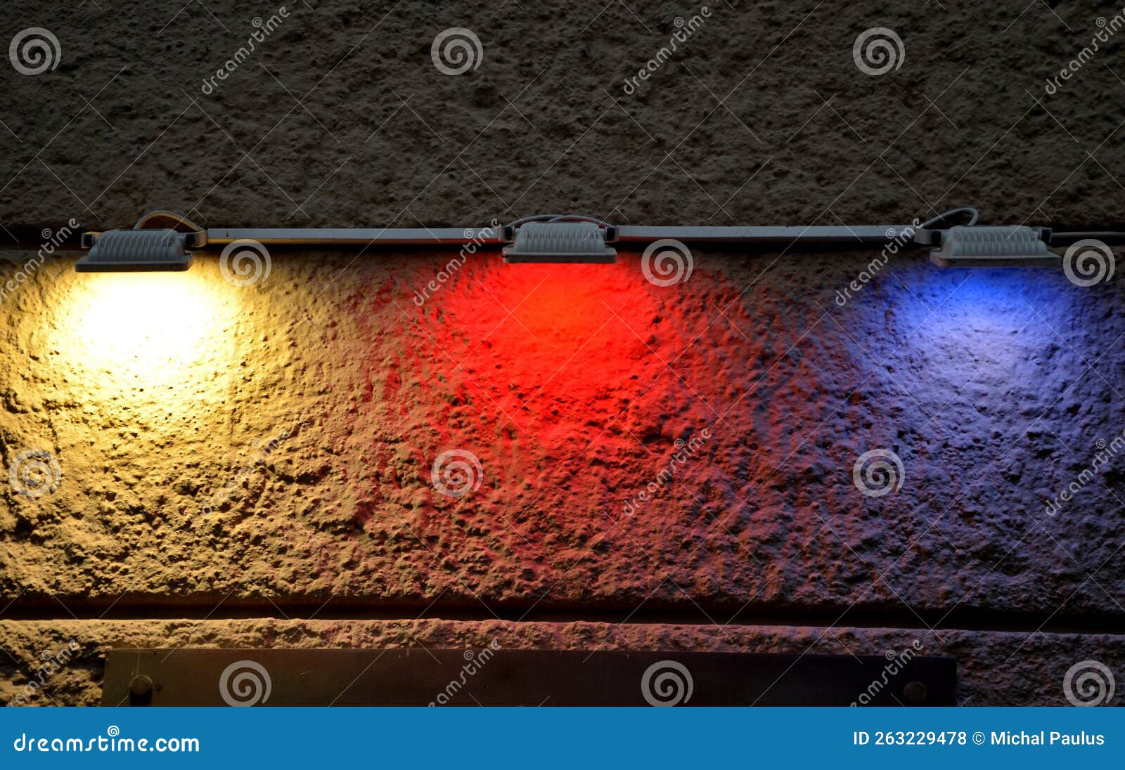 Low Angle Illumination of the Facade of a Historic Building. LED Light ...
