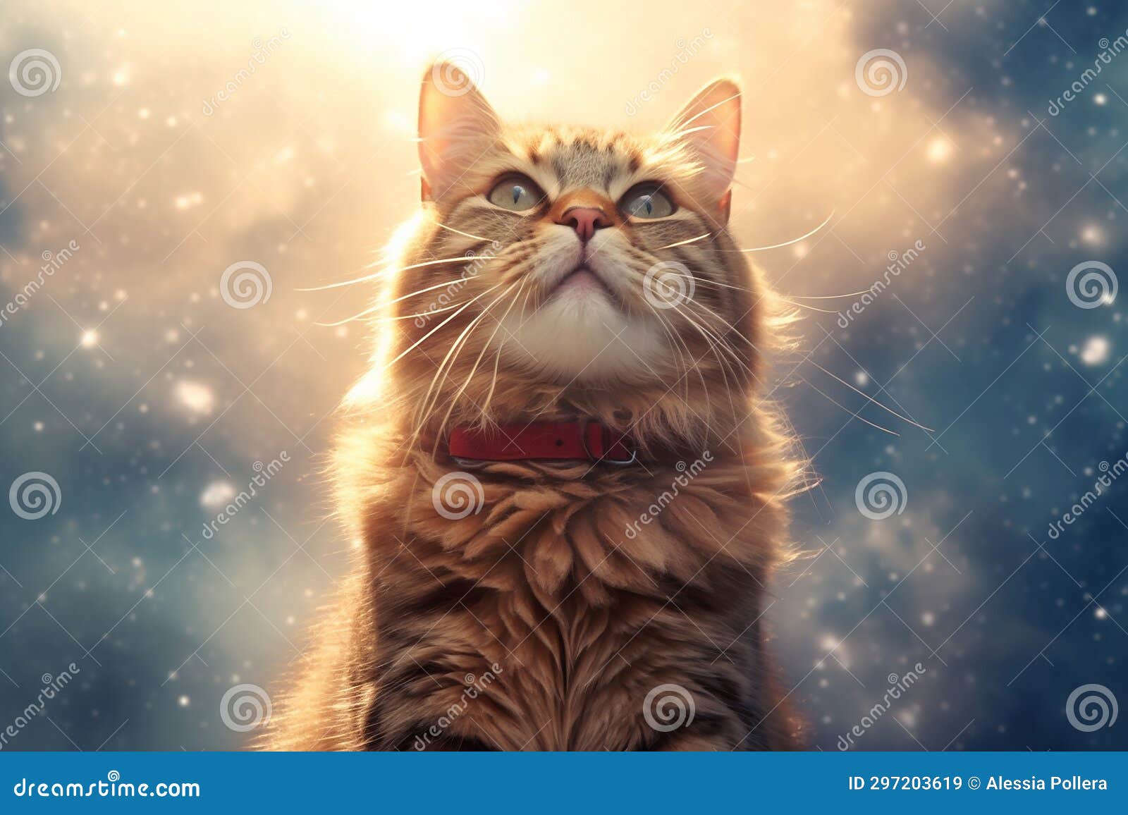 A Low Angle Illustration of a Cat, Sky on Background Stock Illustration ...