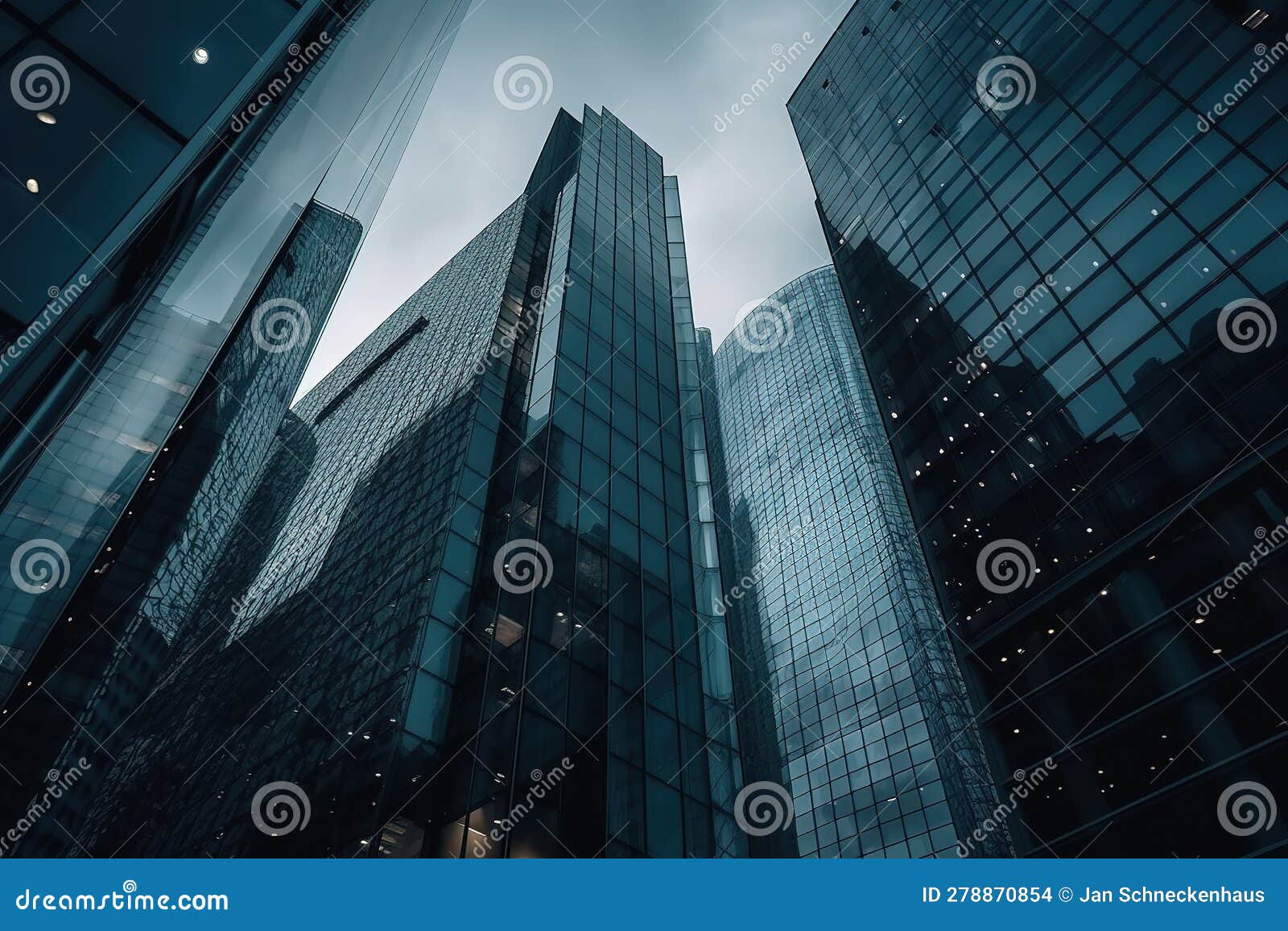 Low Angle Image Of Typical Contemporary Office Towers, Tall Structures ...