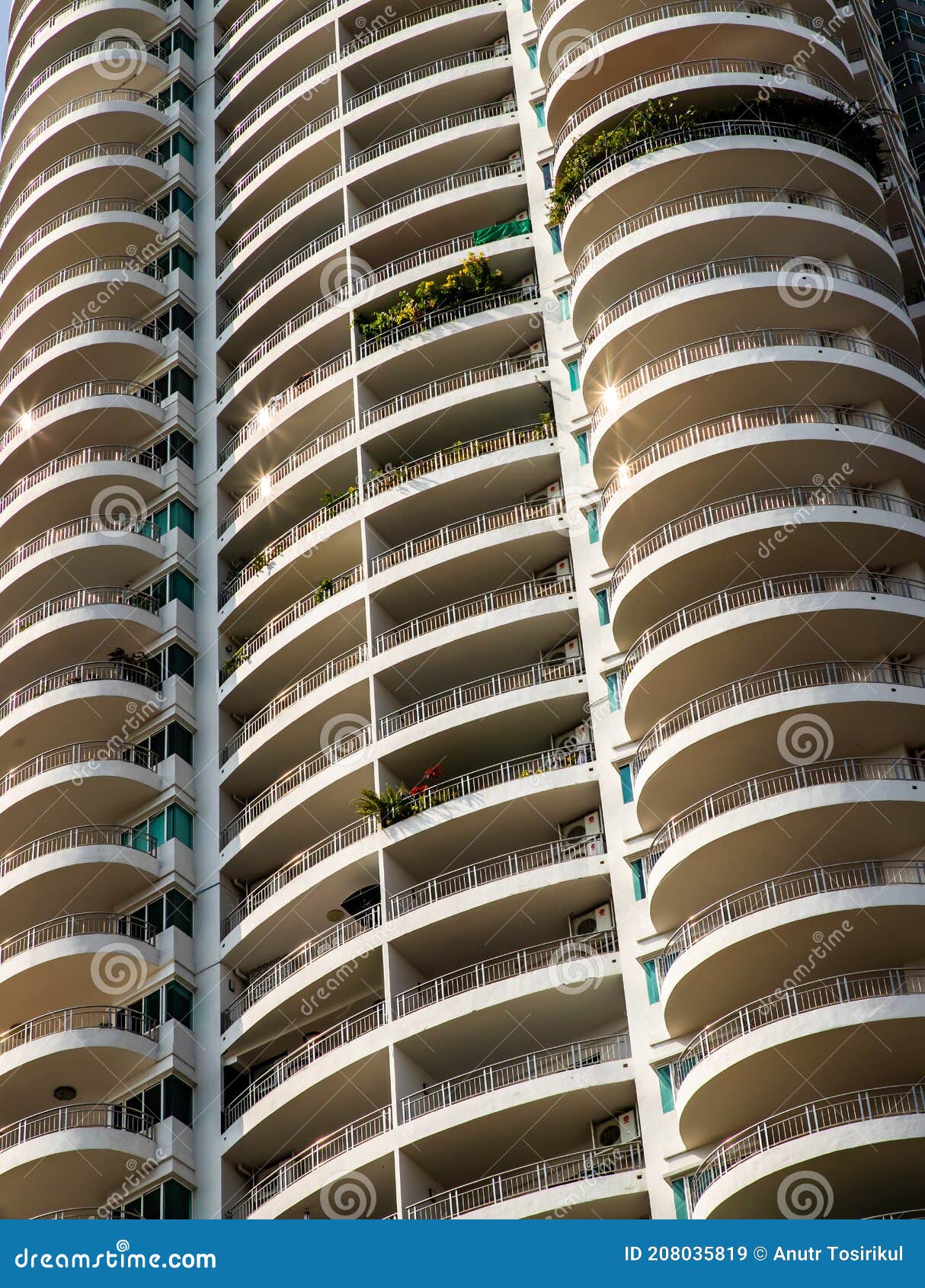Low Angle Looking Up at Condominium Building with Repeating Structure ...