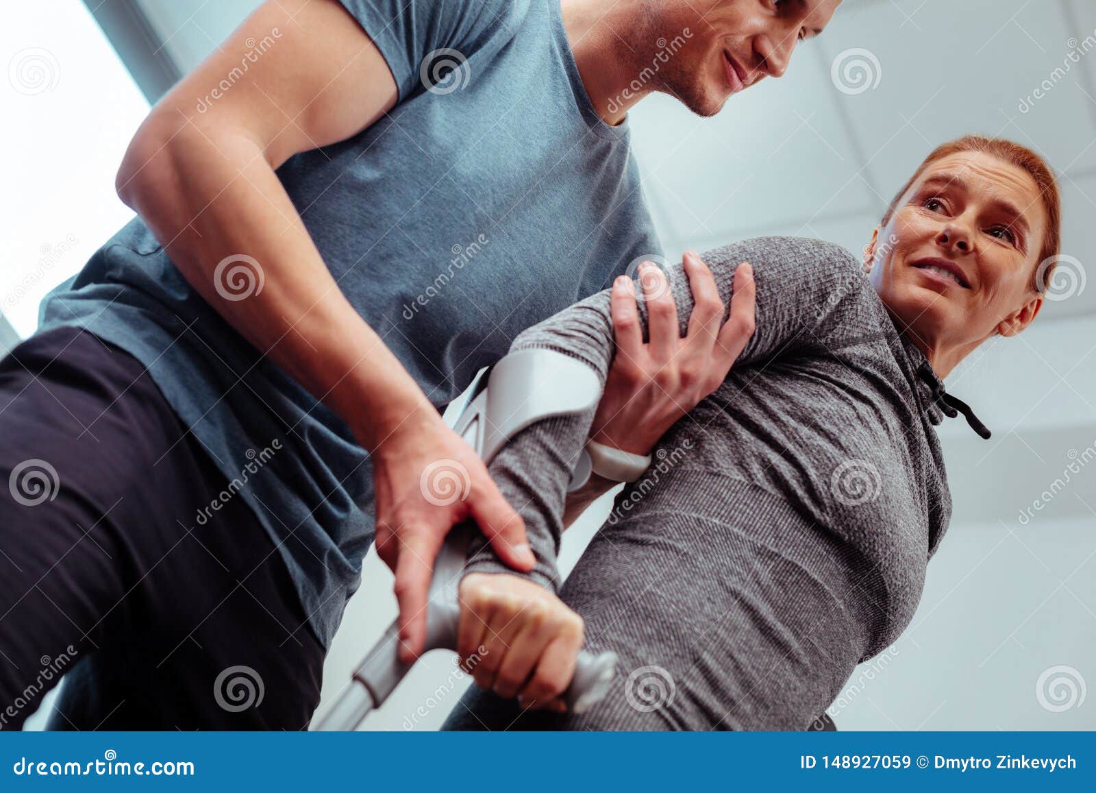 Low Angle of a Nice Helpful Man Stock Image - Image of blond, health ...