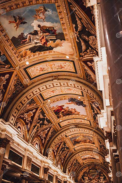 Low Angle of an Ornate Ceiling with Renaissance Paintings Editorial ...