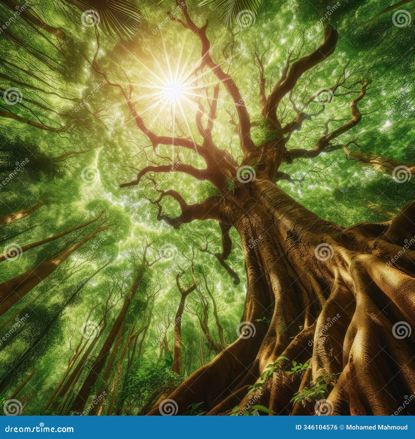 Low Angle Perspective of Tree with Green Leaves and Beautiful Canopy ...