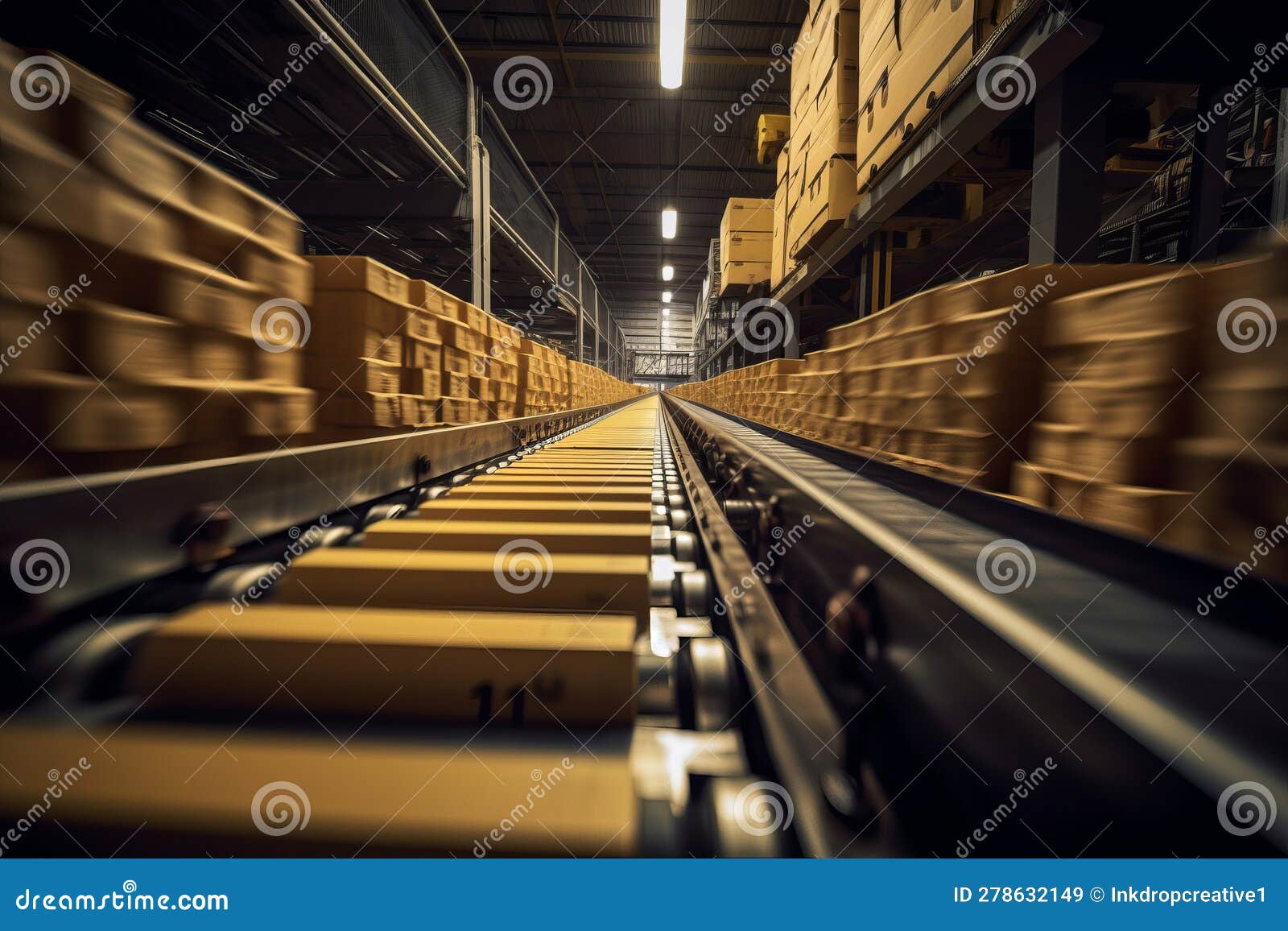 Low Angle Point of View of a Warehouse Conveyor Belt. Generative Ai ...