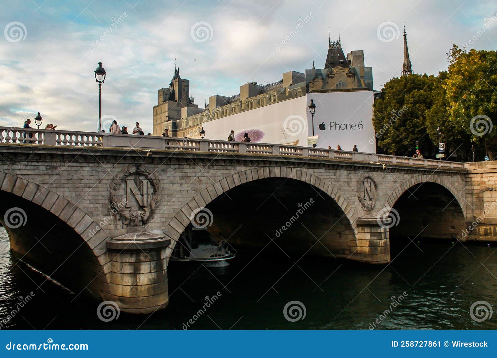Low-angle of a Pont Au Change Bridge with Trees and Sky in the ...