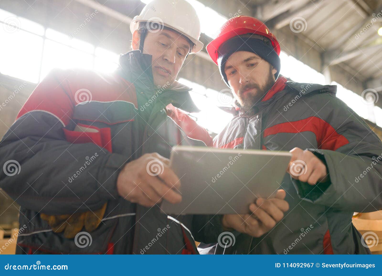 Factory Workers Using Tablet Stock Image - Image of inspection ...