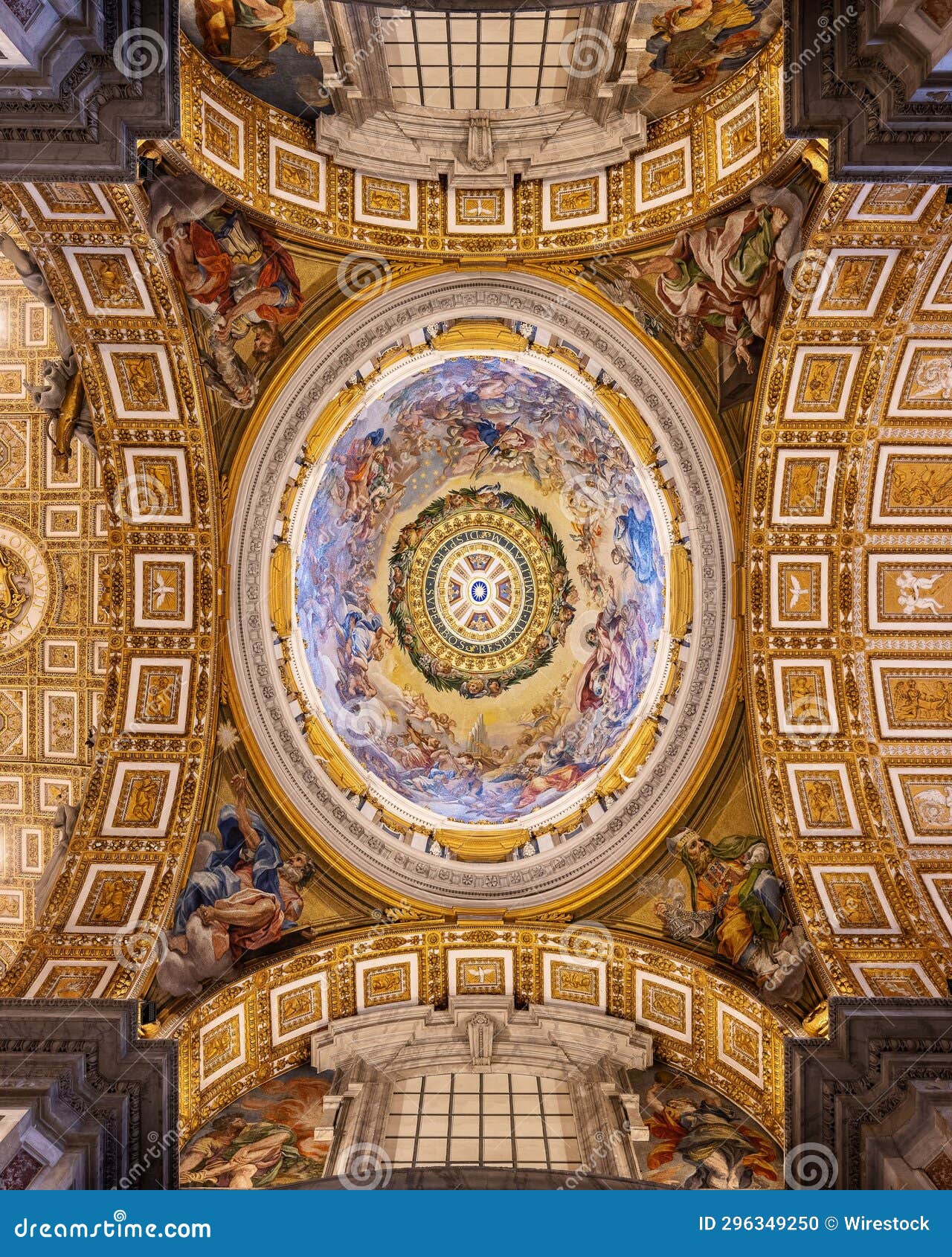 Low Angle of a Richly Decorated Ceiling in the Basilica in Vatican ...