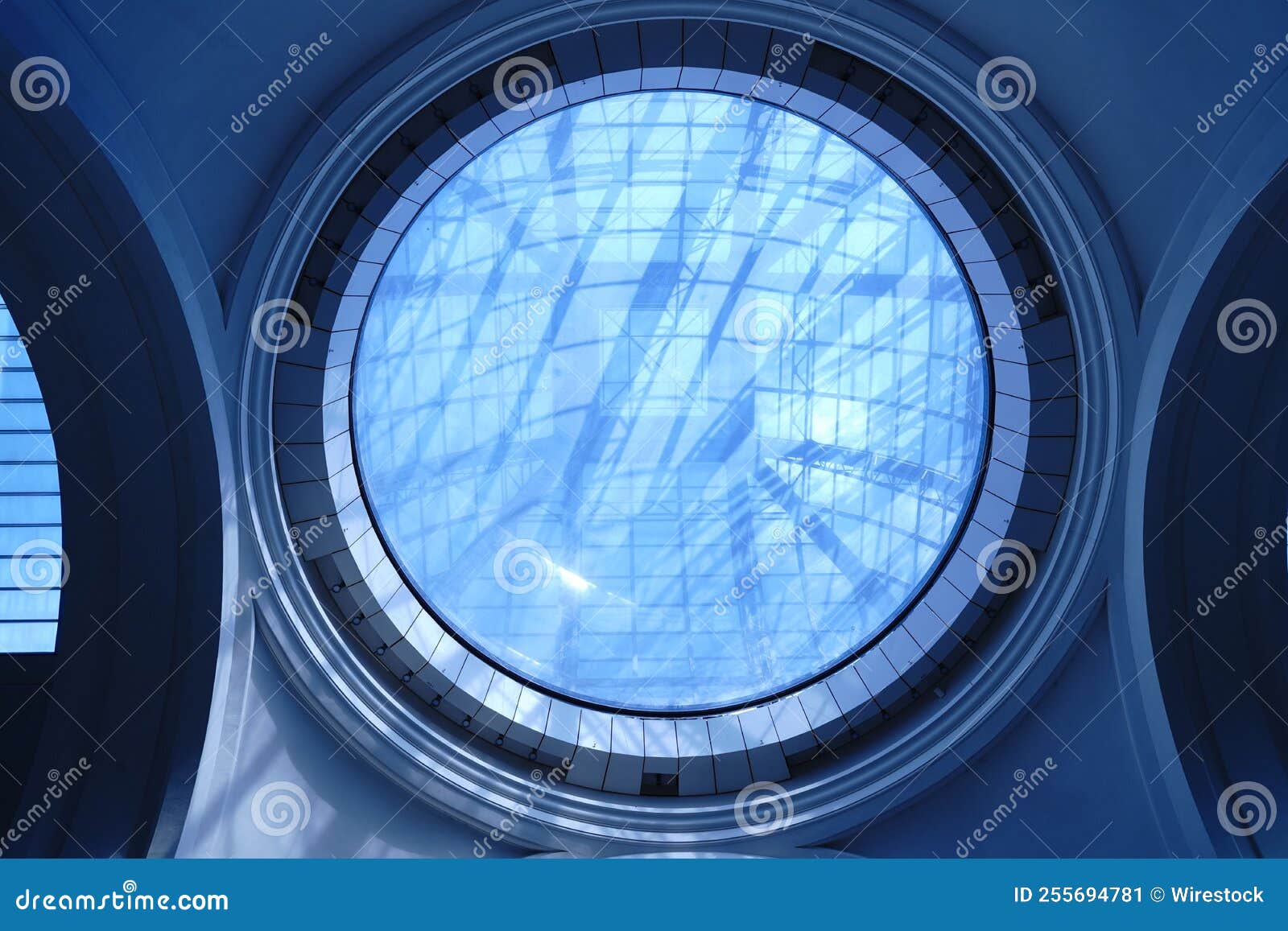 Low Angle of a Round Glass Ceiling Stock Image - Image of round, glass ...