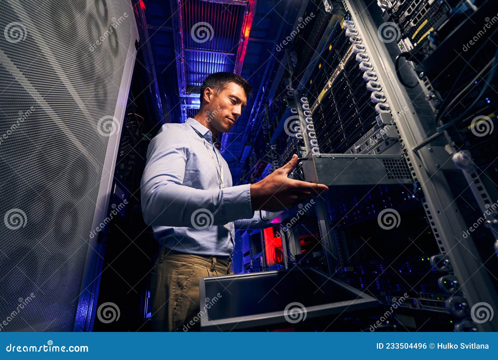 Expert Data Center it Technician Upgrading Hardware Equipment Stock ...