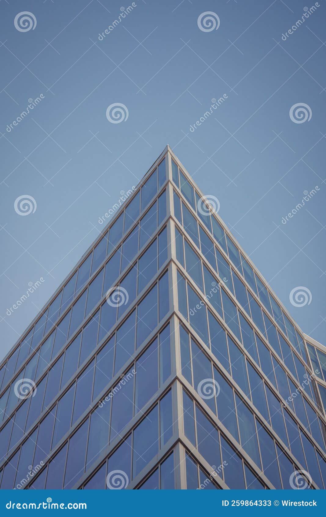 Corner Glass Window Of Skyscraper With Supermoon Glowing On Illuminated ...