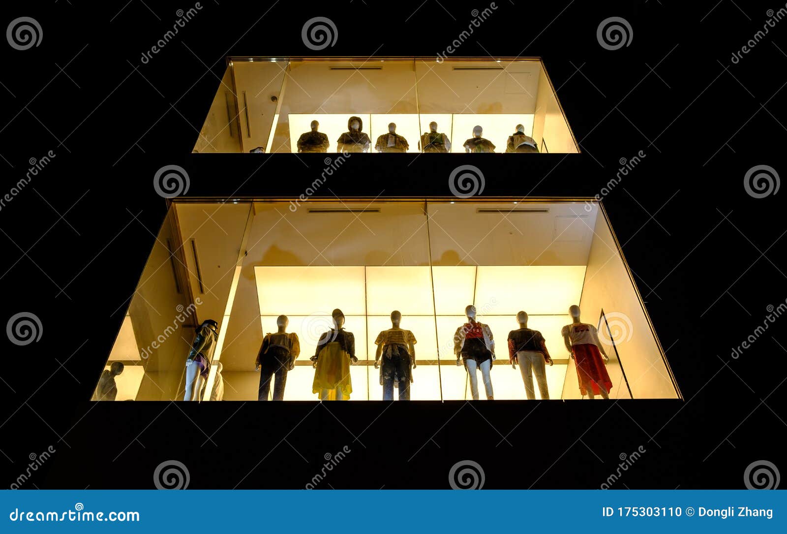 Low Angle of Shop Facade,showcase Model in Window Stock Photo - Image ...