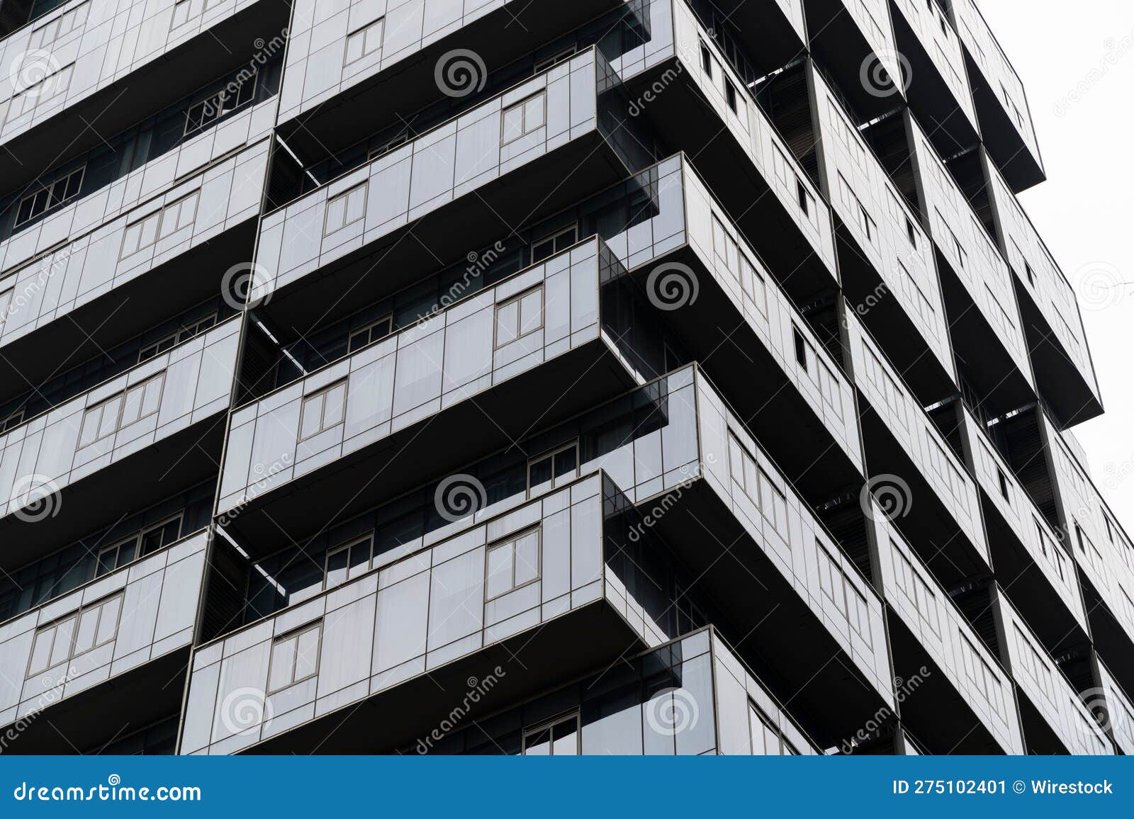 Low Angle Shot of the Balconies of a Modern Apartment Building in the ...