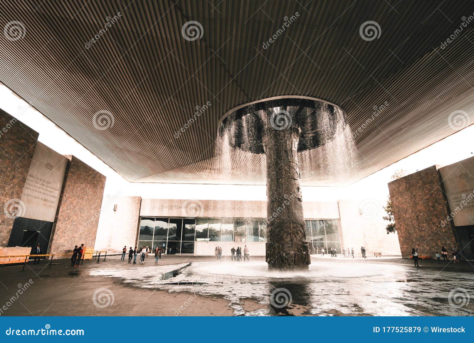 Low Angle Shot of Beautiful Modern Artificial Waterfalls of a Building ...