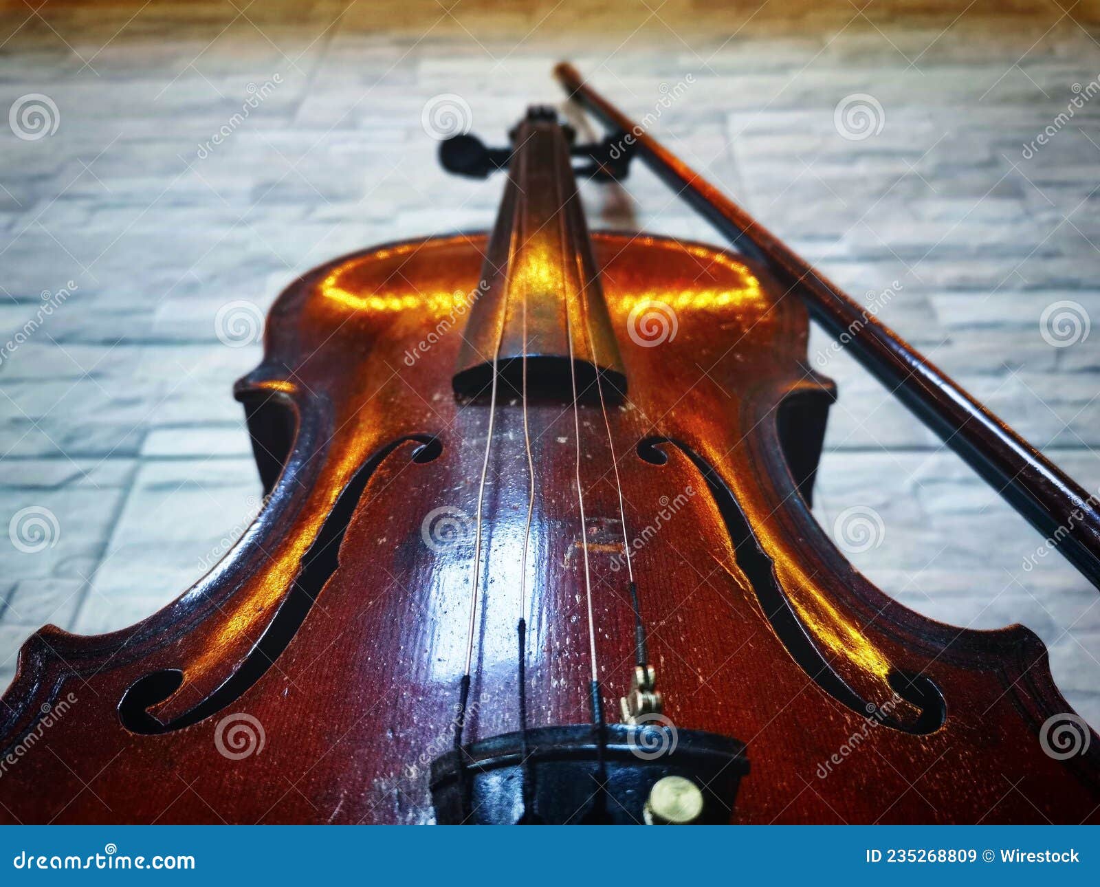 Low Angle Shot of a Beautiful Violin on the Floor Stock Image - Image ...