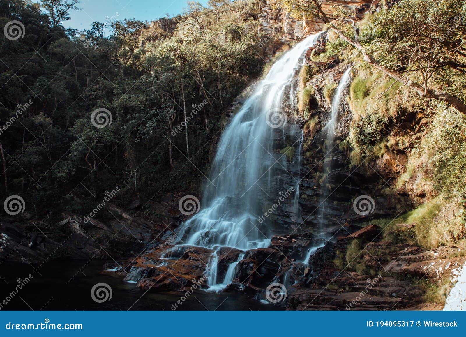 Low Angle Shot of a Beautiful Waterfall Stock Image - Image of ...