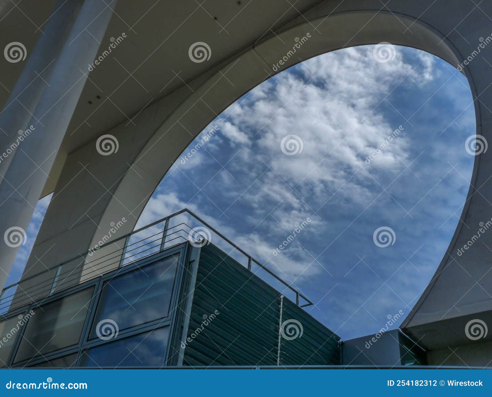 Low Angle Shot of the Blue Cloudy Sky through Large Round Opening on ...