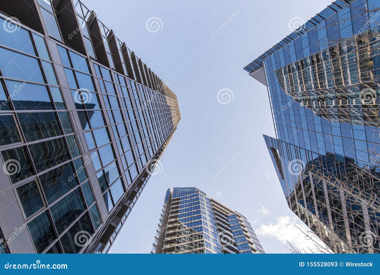 Low Angle Shot of Blue High Rise Buildings Stock Image - Image of ...