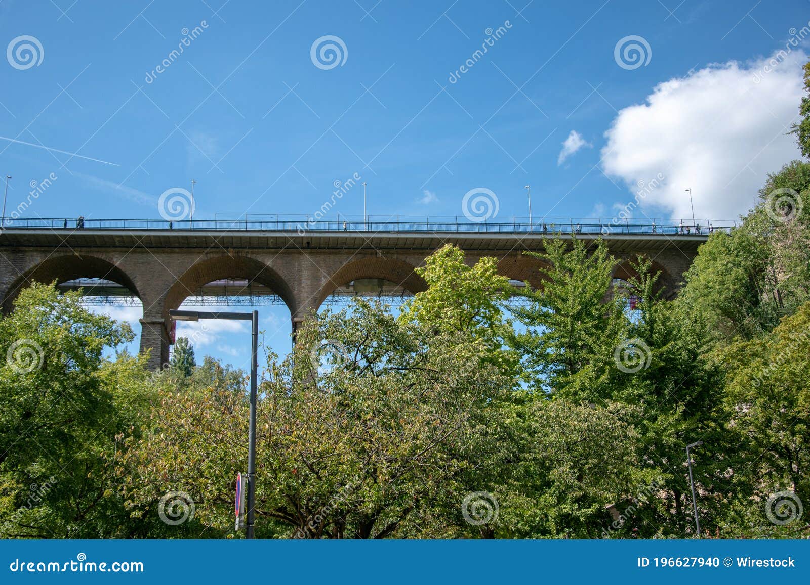 Low Angle Shot of a Bridge Seen through Trees Stock Photo - Image of ...