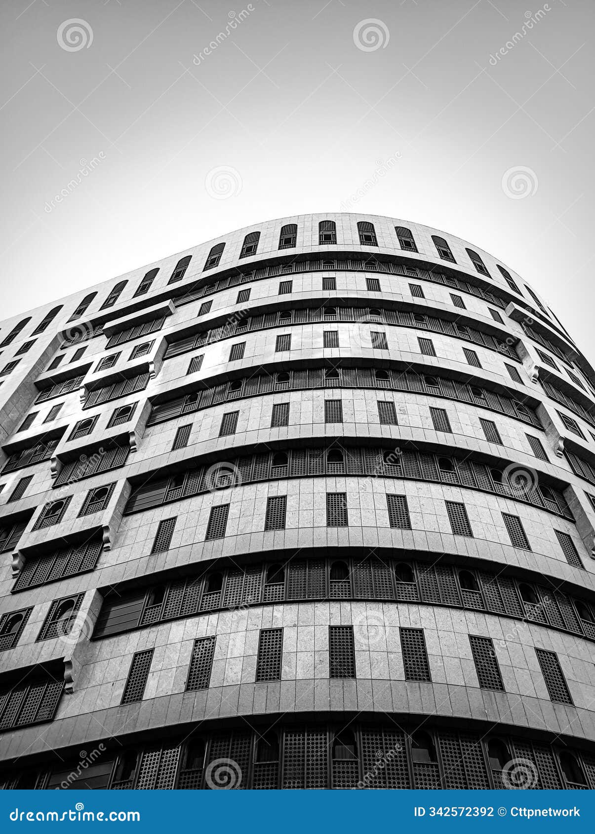 Low Angle Shot of a Building from Down Black and White with Clear Sky ...
