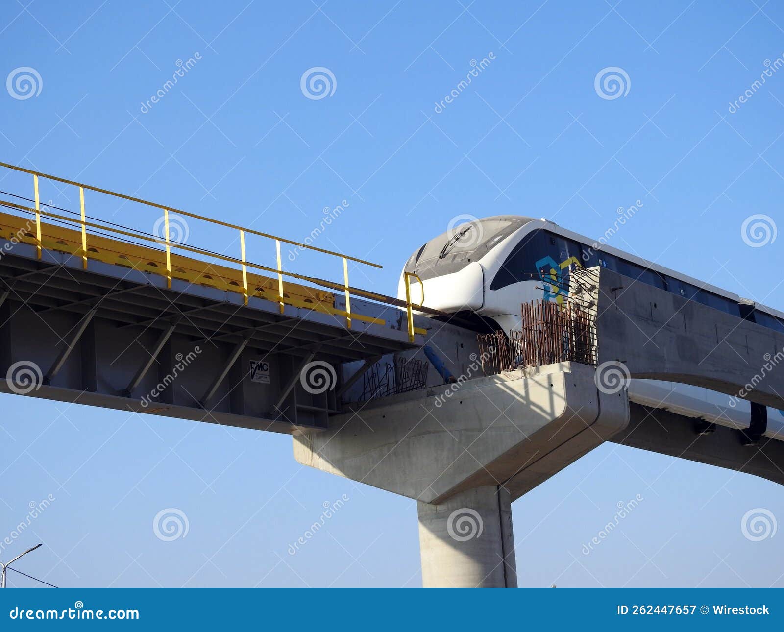 Low Angle Shot of the Cairo Monorail System Passing by Under a Clear ...