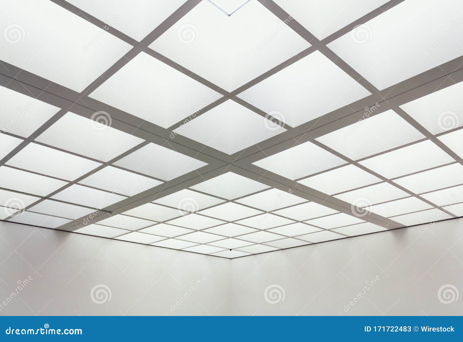 Low Angle Shot of the Ceiling of a Building Made of Square Frames Stock ...