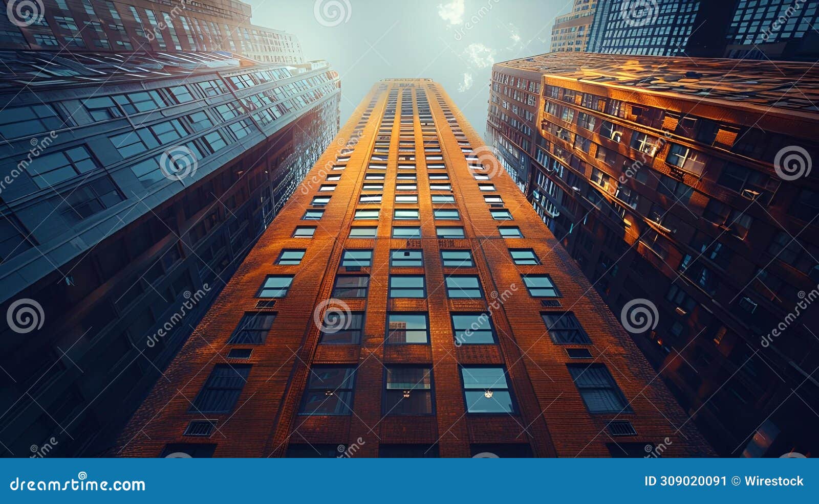 Low-angle Shot of a Cityscape with Illuminated Skyscrapers, AI ...