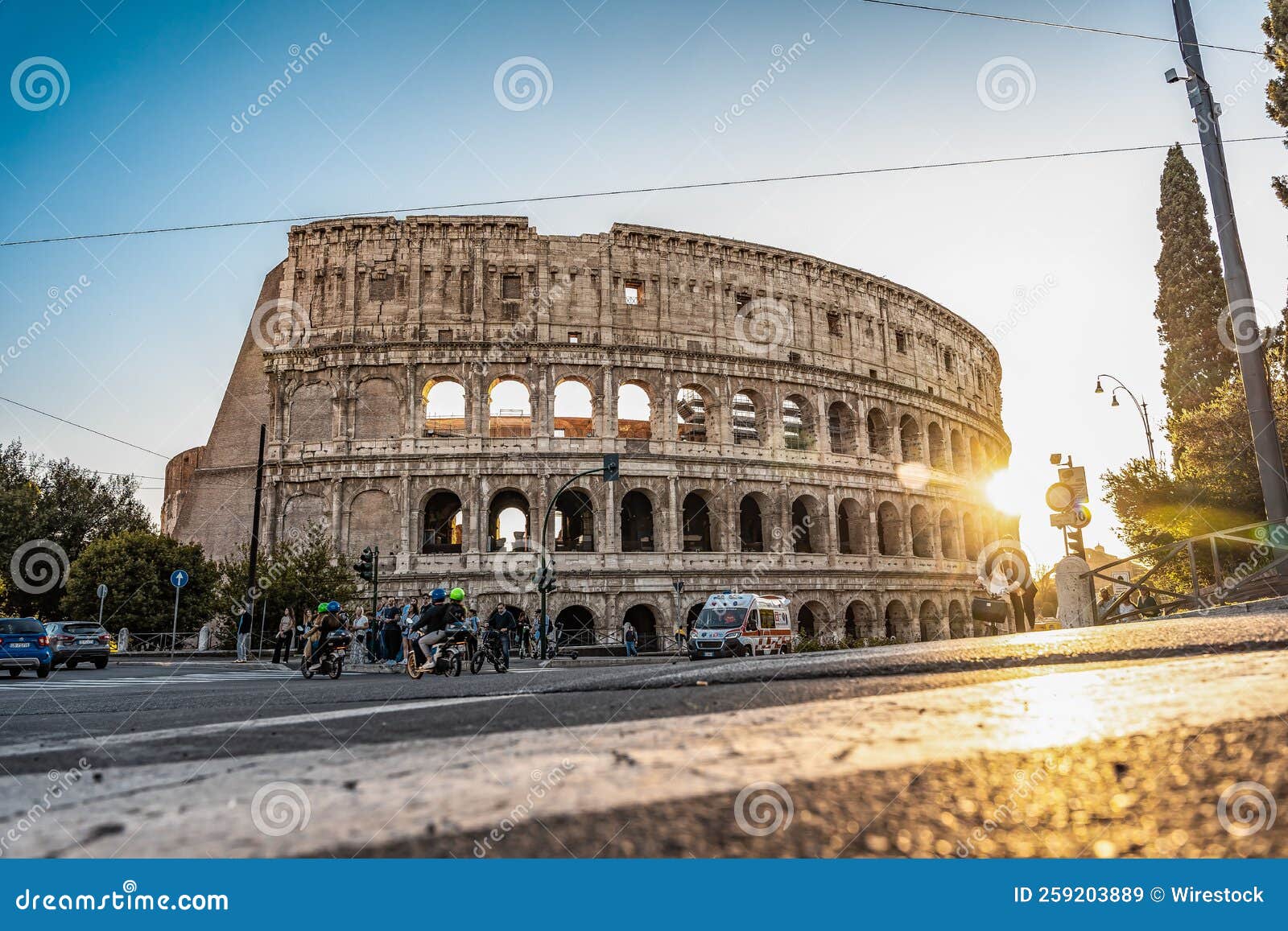 Low Angle Shot of the Colosseum in Rome at Sunset. Italy Editorial ...