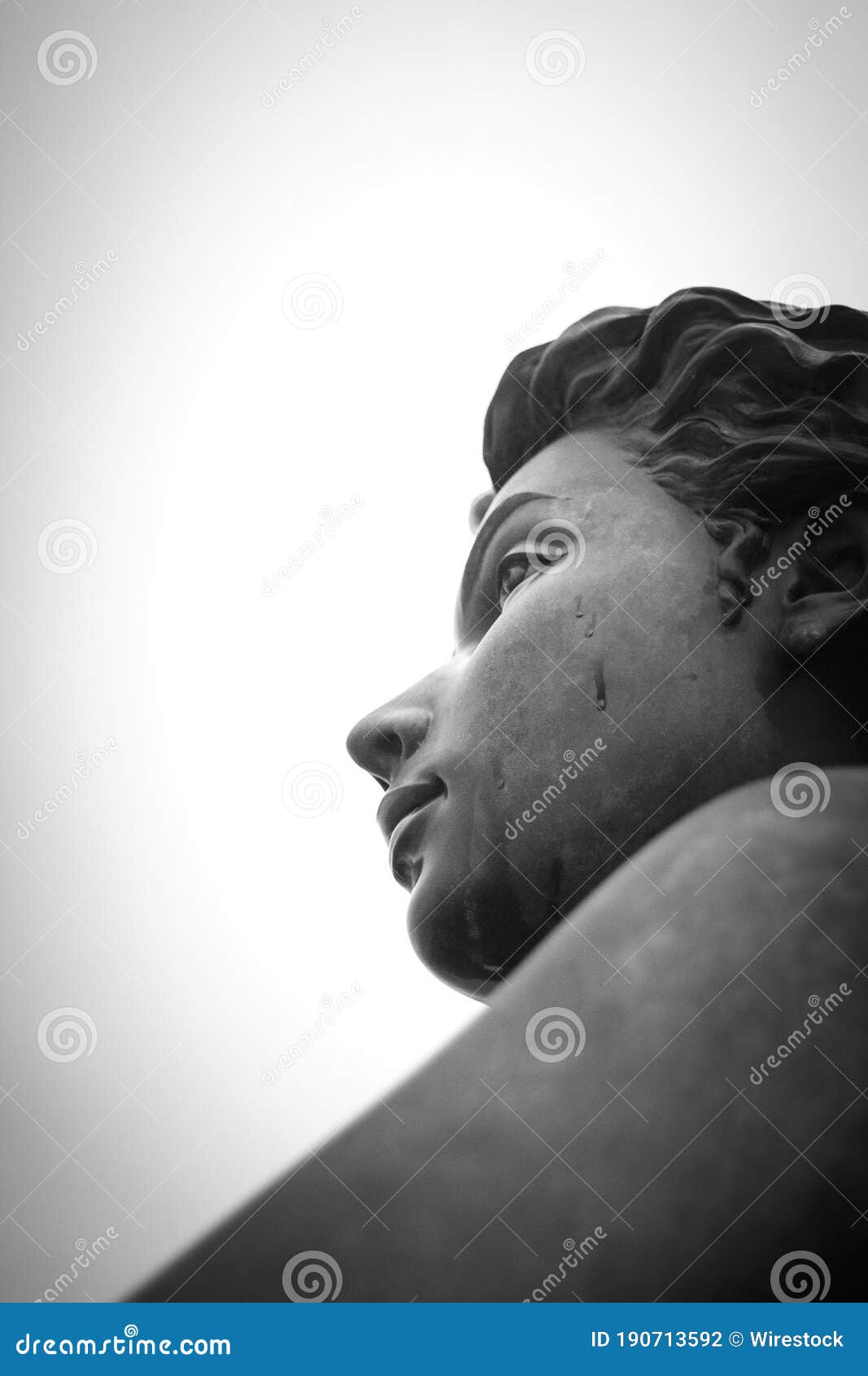 Low Angle Shot of a Crying Lady Stone Statue Stock Photo - Image of ...