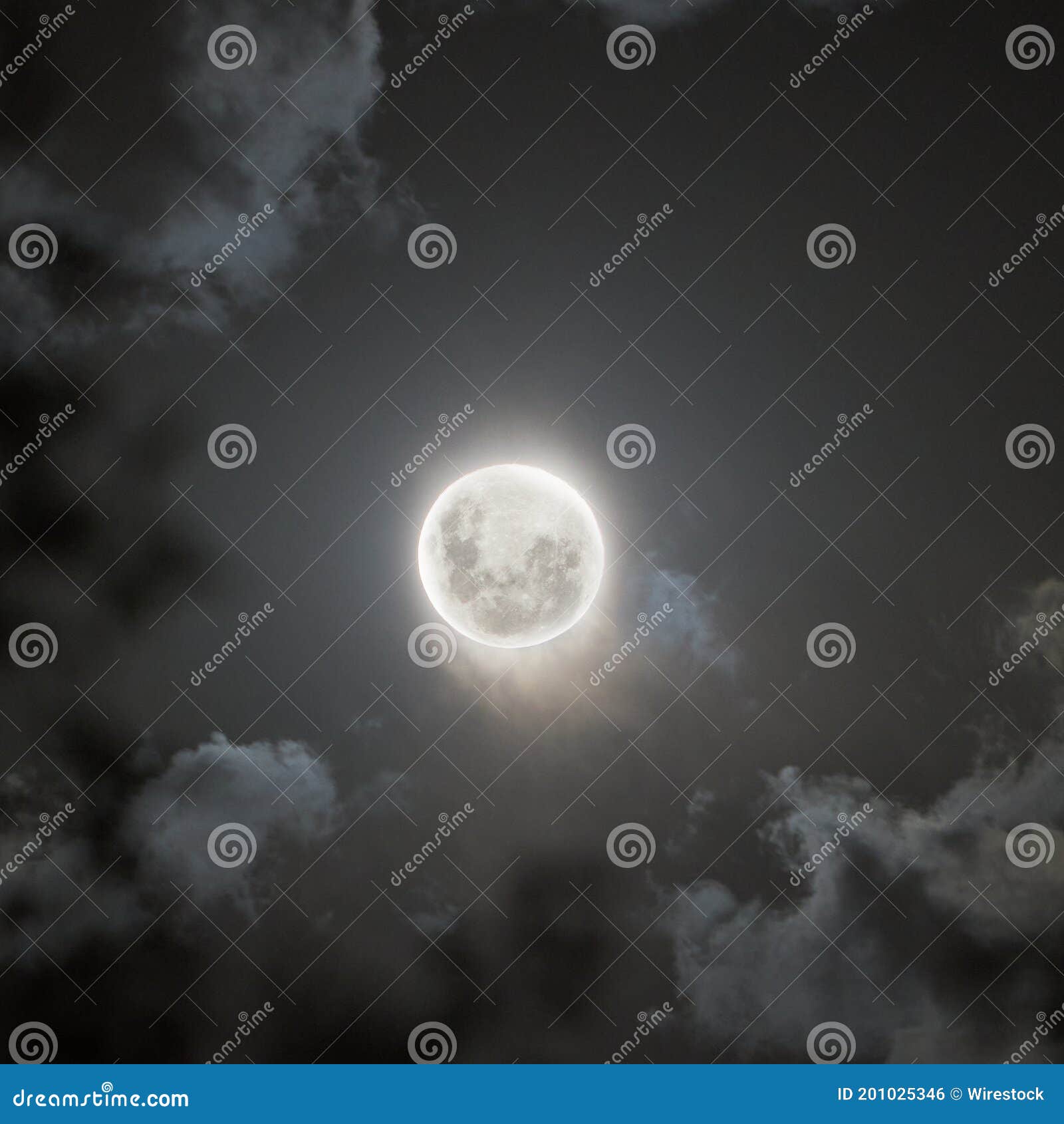 Low Angle Shot of the Full Moon on the Cloudy Sky at Night - Perfect ...