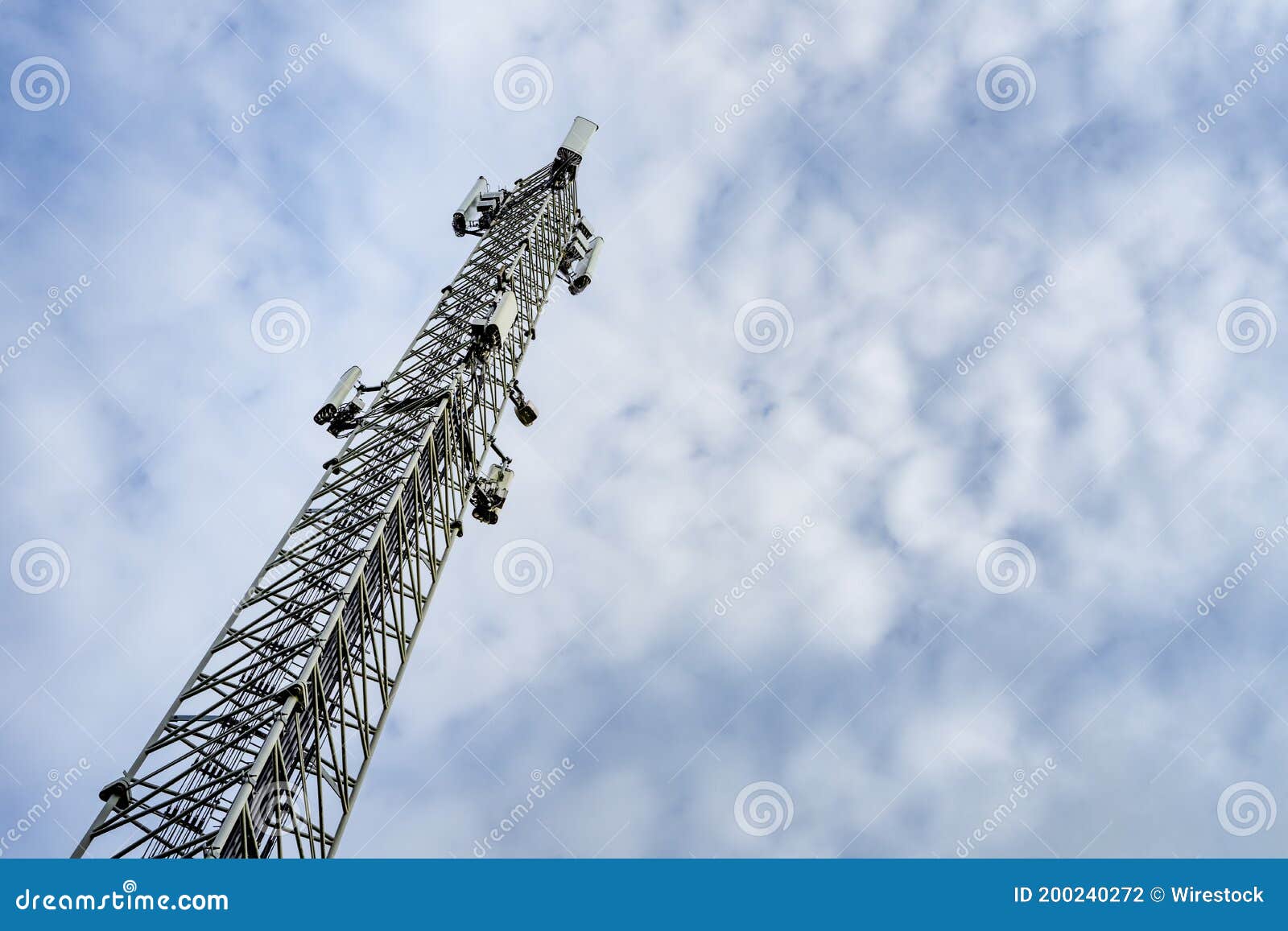 Low angle shot of 5g tower stock photo. Image of wireless - 200240272