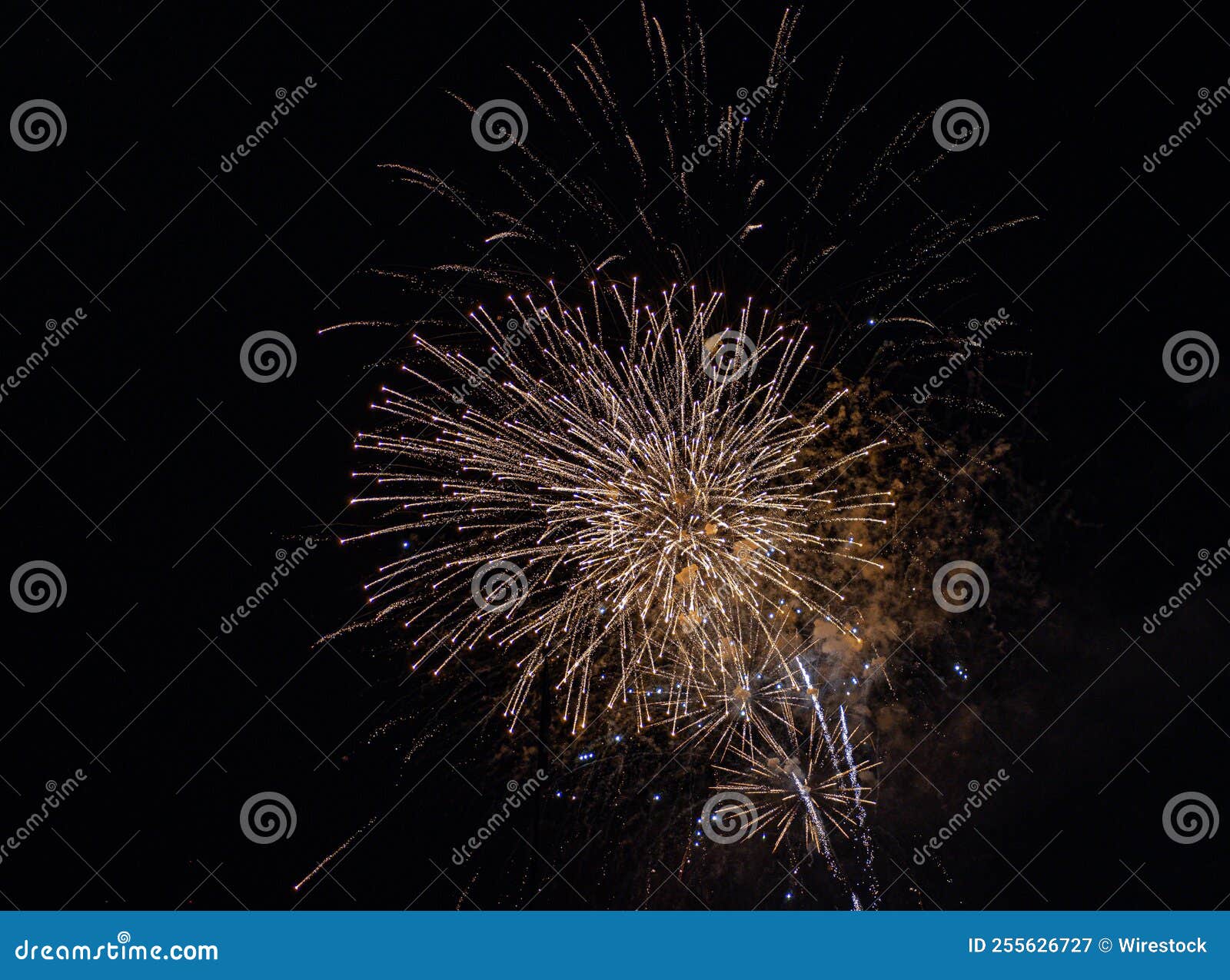 Low Angle Shot of Glowing Fireworks Popping in the Night Sky Stock ...