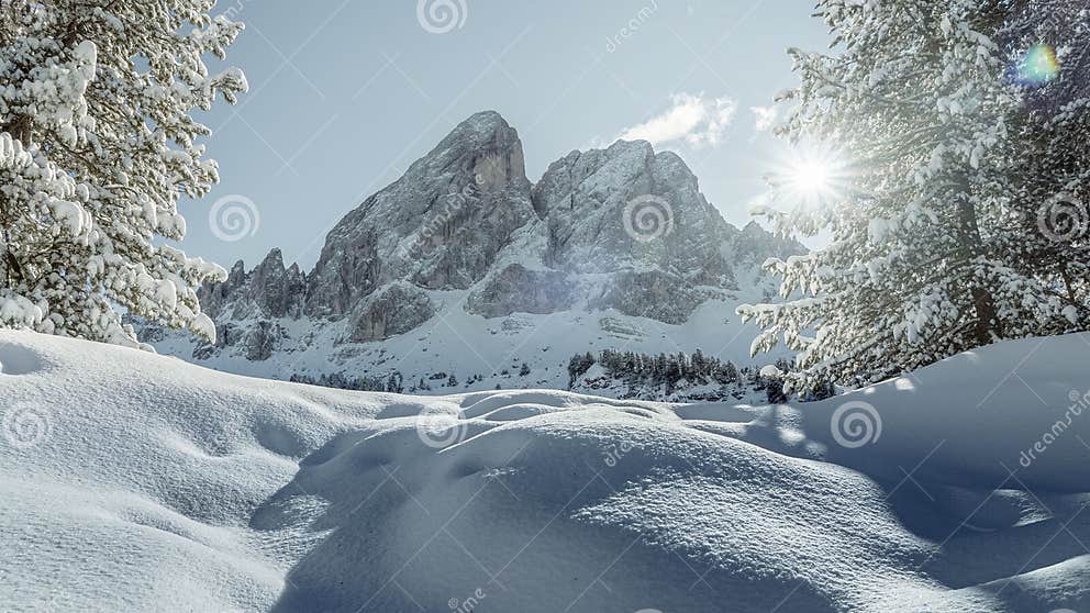 Low Angle Shot of a High Mountain Covered by Snow Stock Photo - Image ...