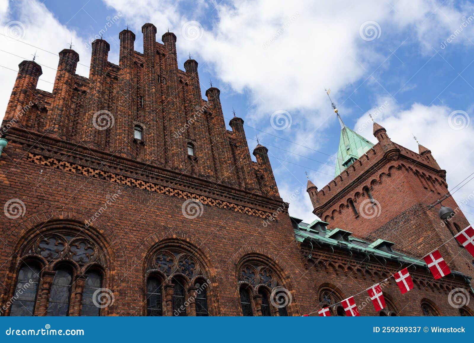 Low Angle Shot of a Historic Brick Building in Helsingor, Denmark Stock ...