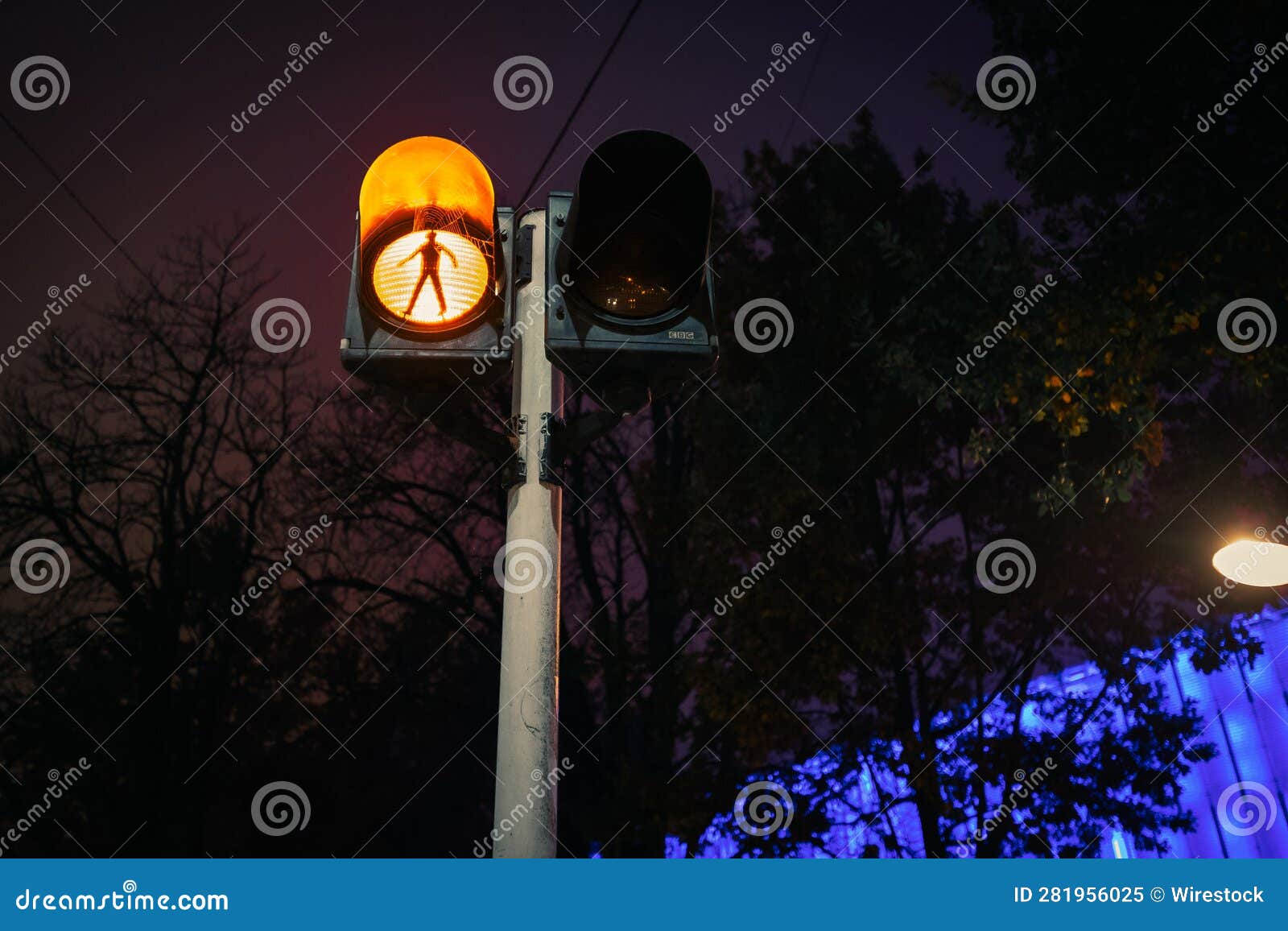 Low-angle Shot of an Illuminated Traffic Light at Night Stock Image ...