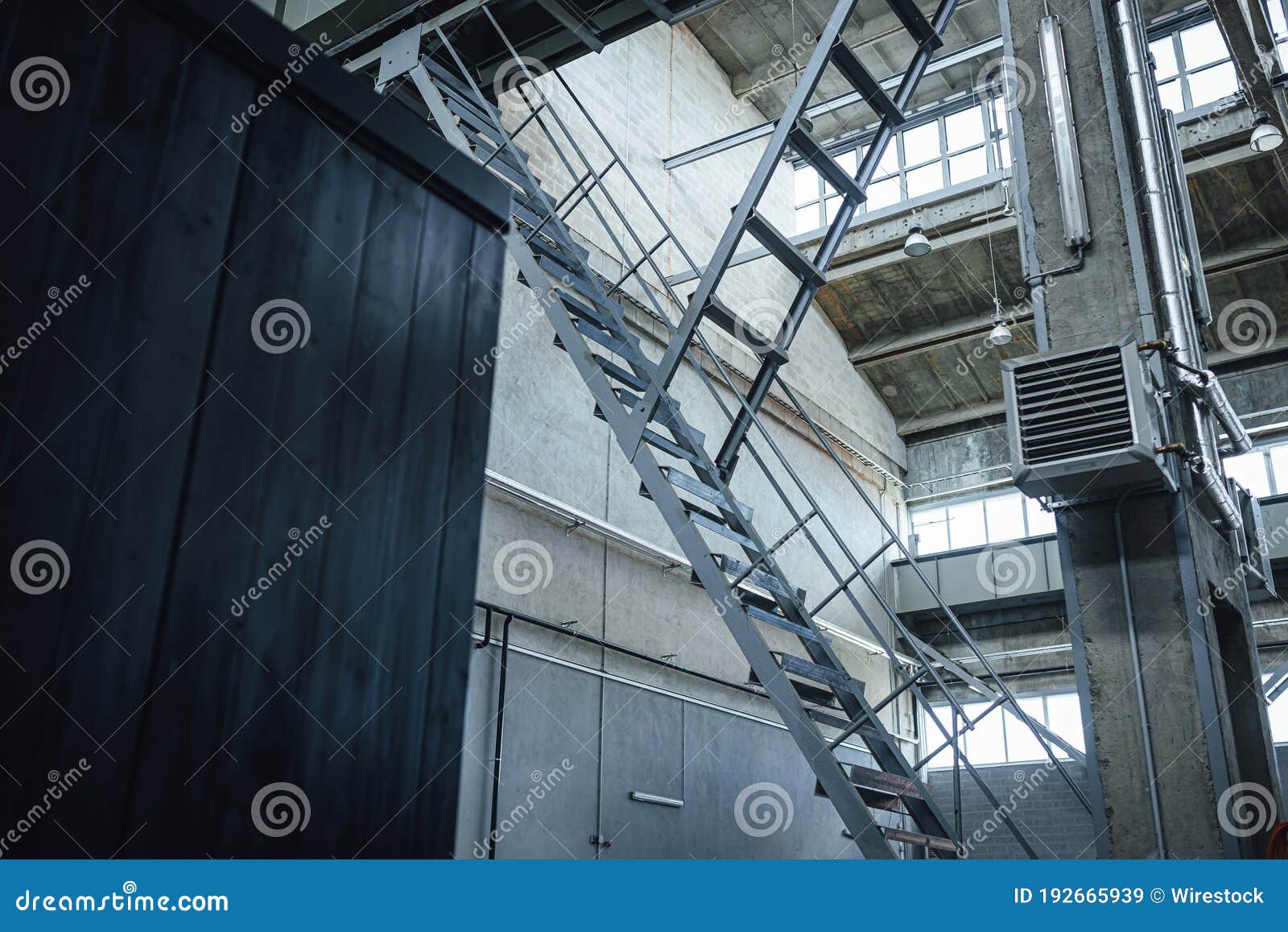 Low Angle Shot Inside a Huge Factory Stock Image - Image of steel, high ...