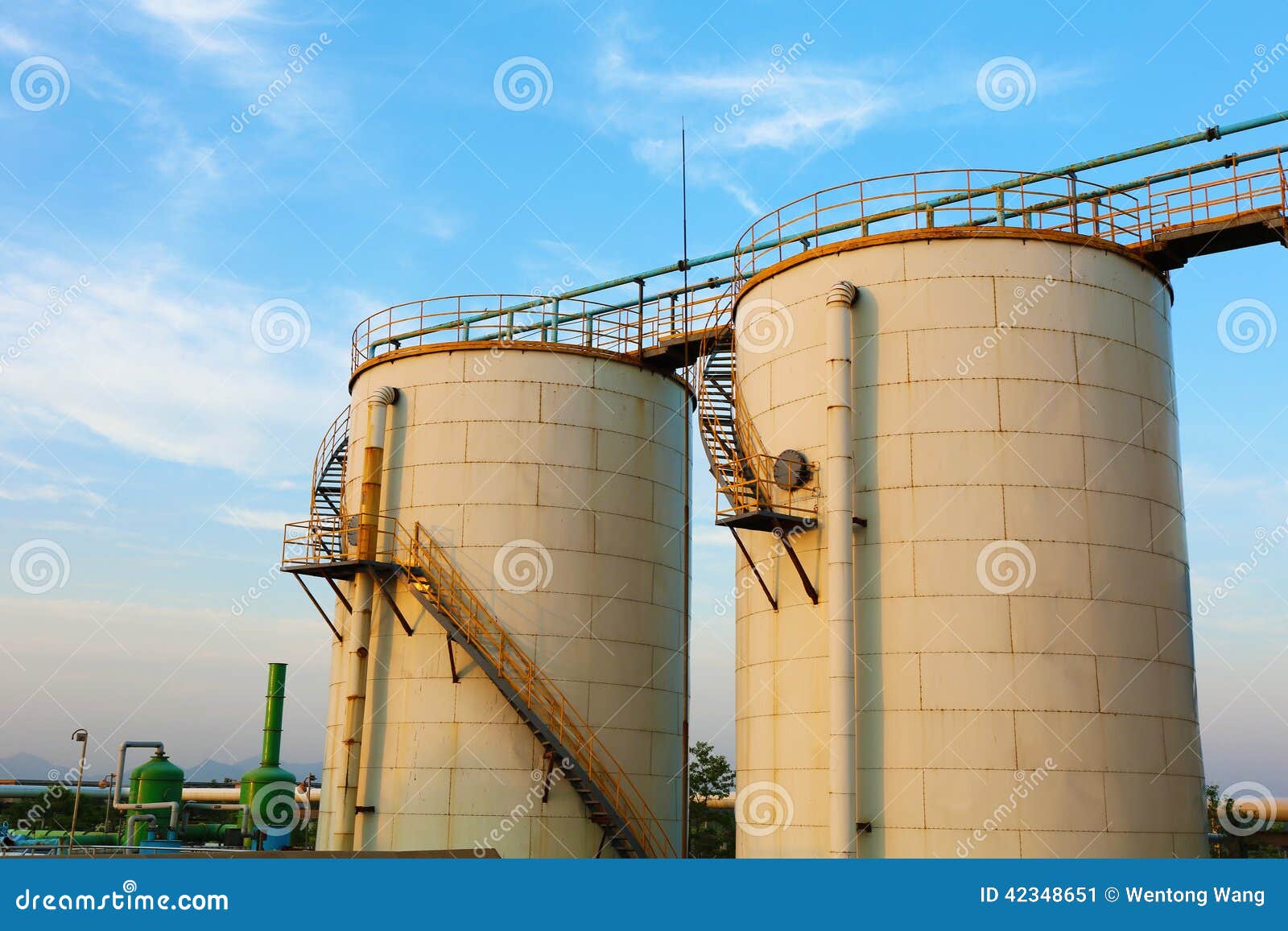 Low-angle Shot of Ladder and Tanks Refinery. Stock Image - Image of ...