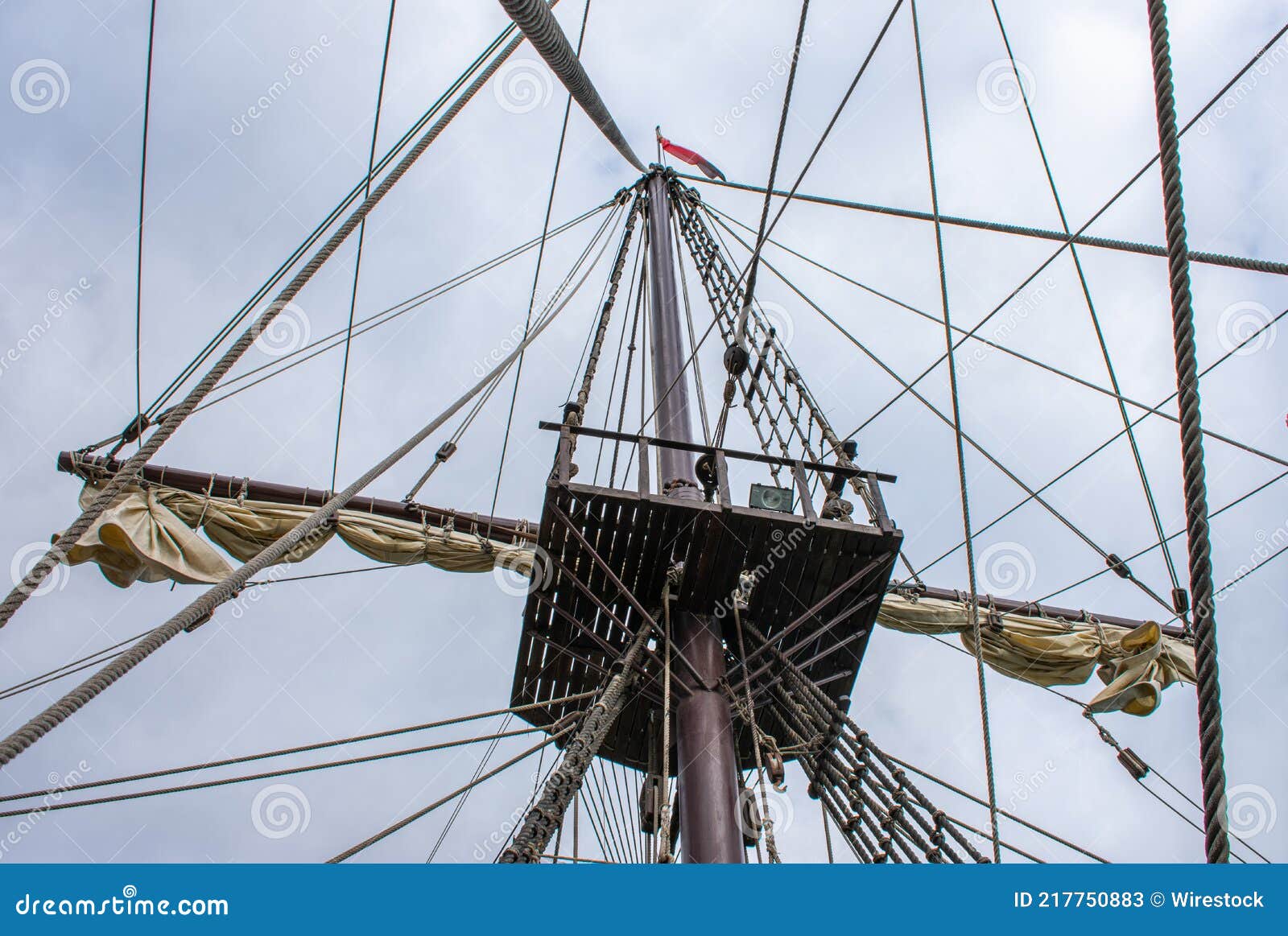 Low Angle Shot of the Mast of a Ship Stock Image - Image of summer ...