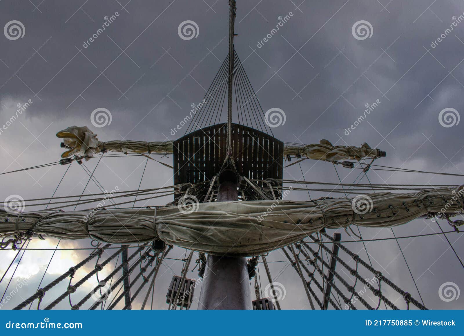Low Angle Shot of the Mast of a Ship Stock Image - Image of travel ...