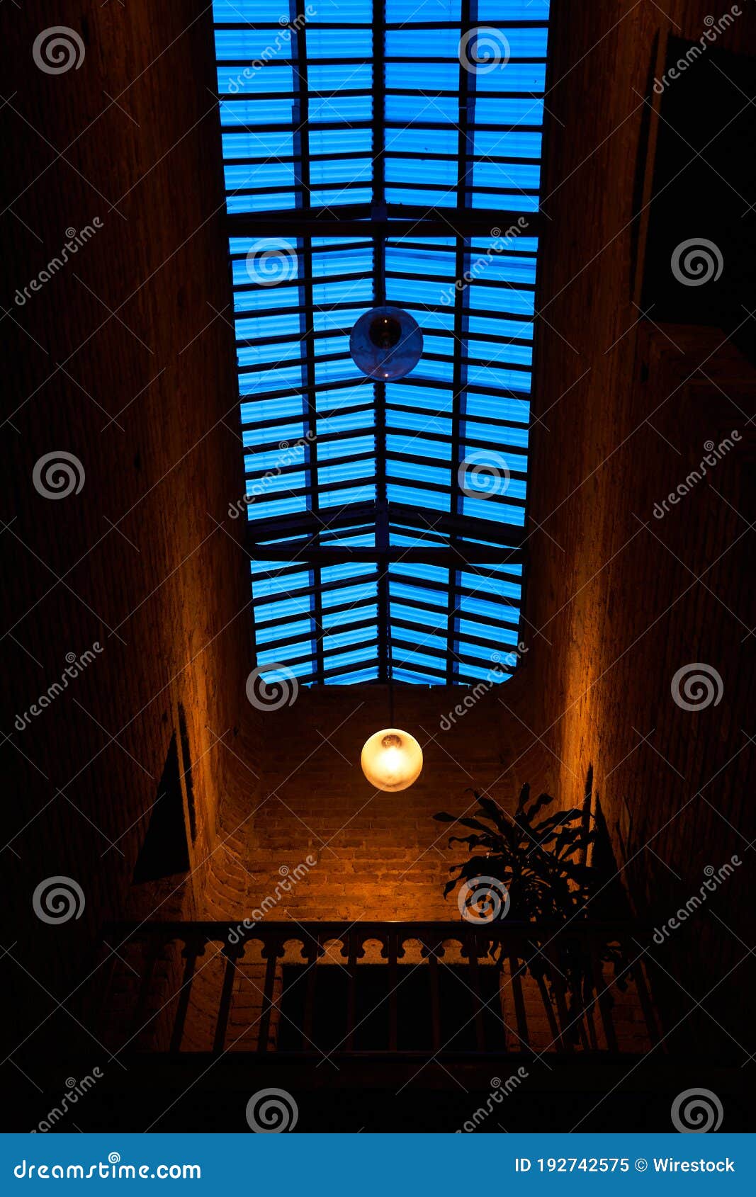 Low Angle Shot of a Modern Loft Interior Design with Vintage Brick ...