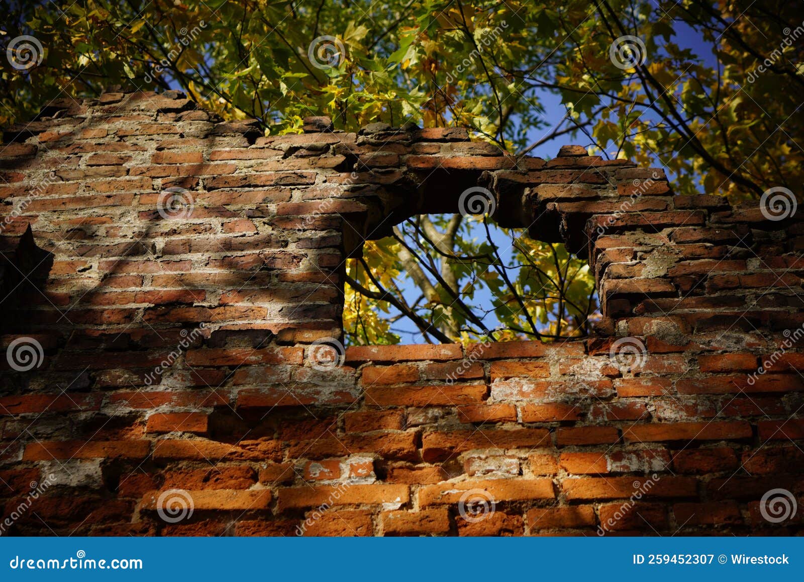 Low-angle Shot of an Old Brown Stone Wall with an Opening Stock Image ...