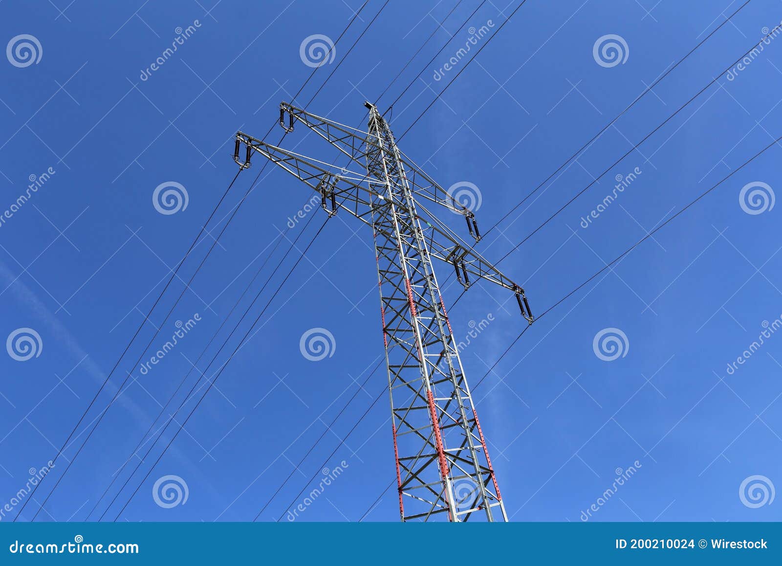 Low Angle Shot of an Overhead Power Line Stock Photo - Image of volt ...