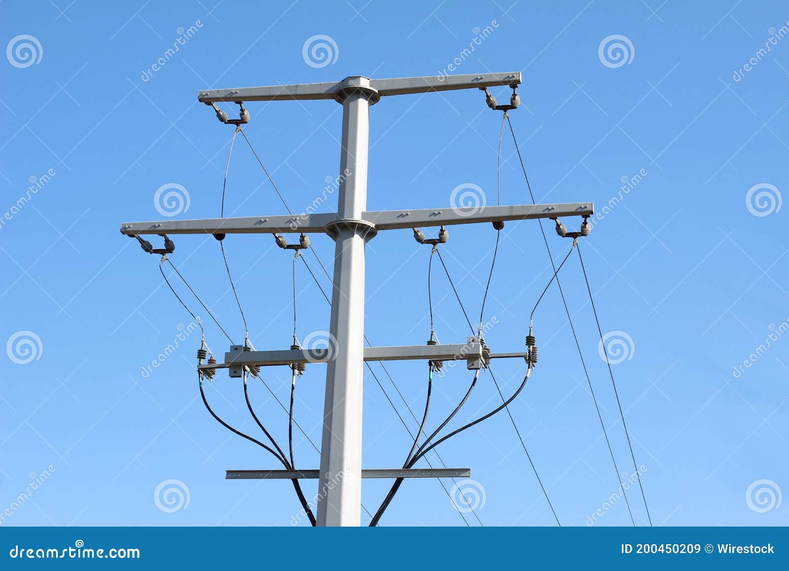 Low Angle Shot of a Powerline Stock Image - Image of energy, background ...