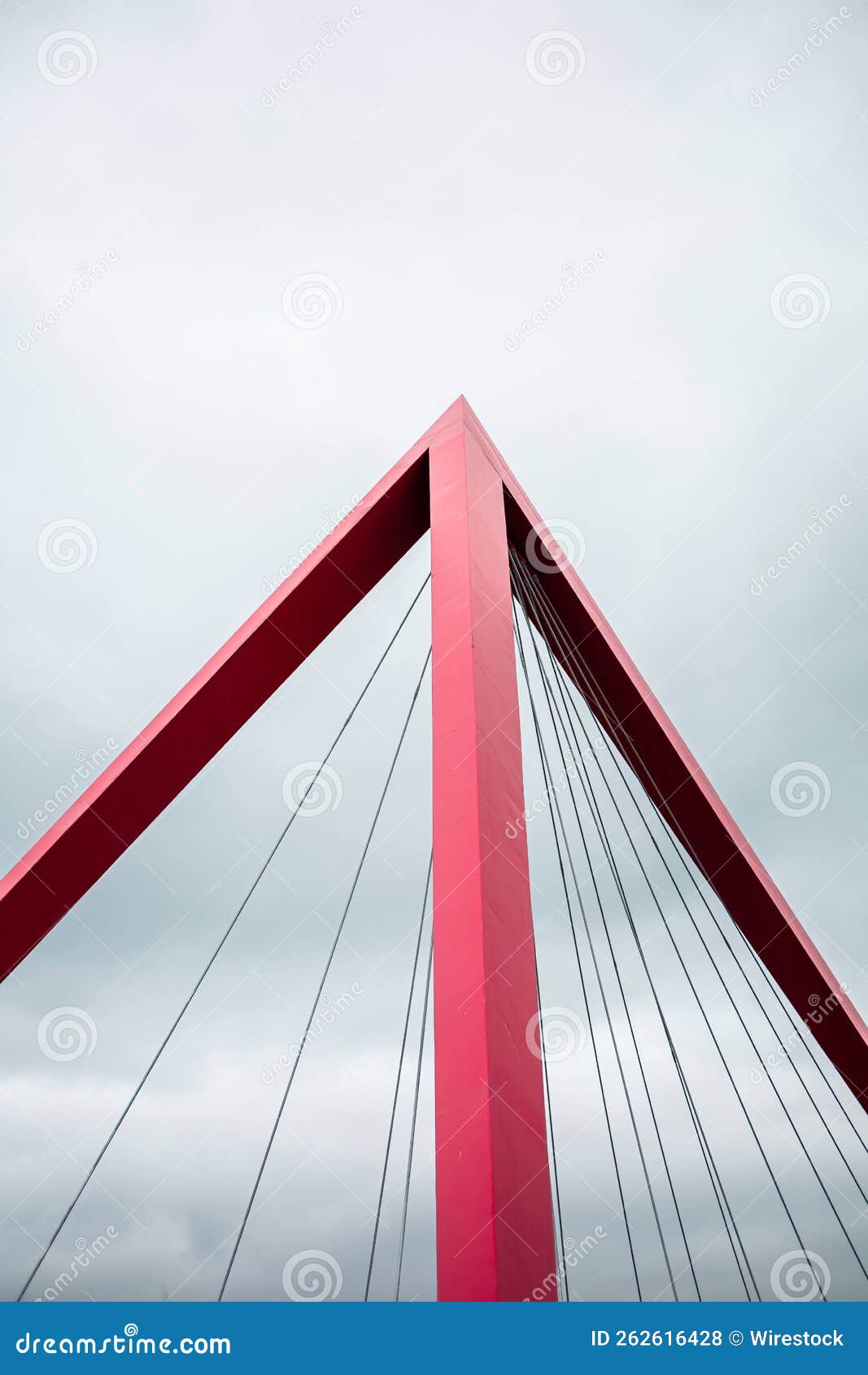 Low Angle Shot of a Pyramid-shaped Structure with Wires and Red Frames ...