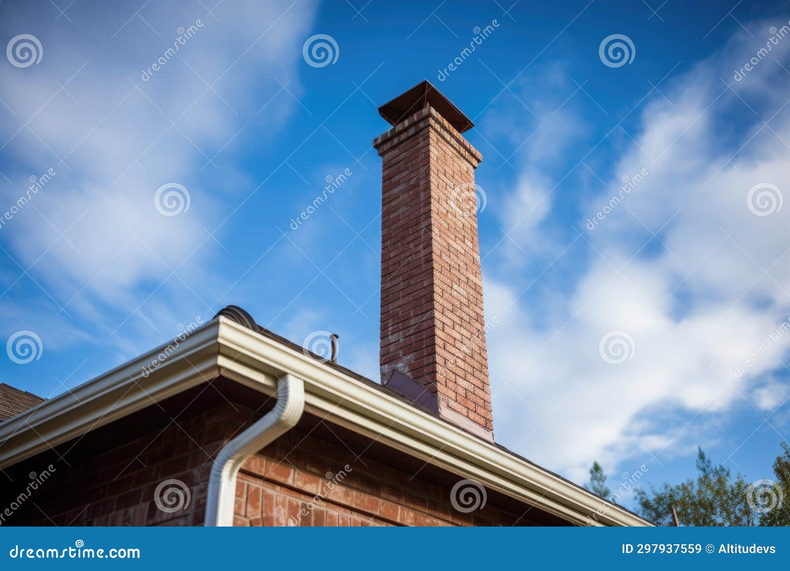 Low Angle Shot of a Ranch House Chimney Built with Bricks Stock Image ...