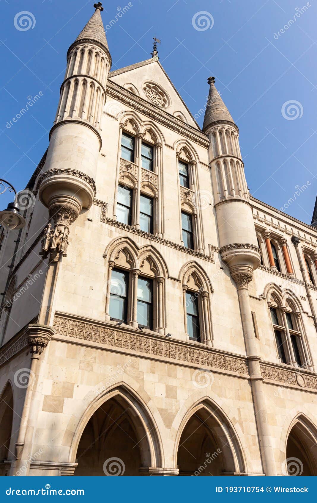 Low Angle Shot of the Royal Courts of Justice Building in London Stock ...