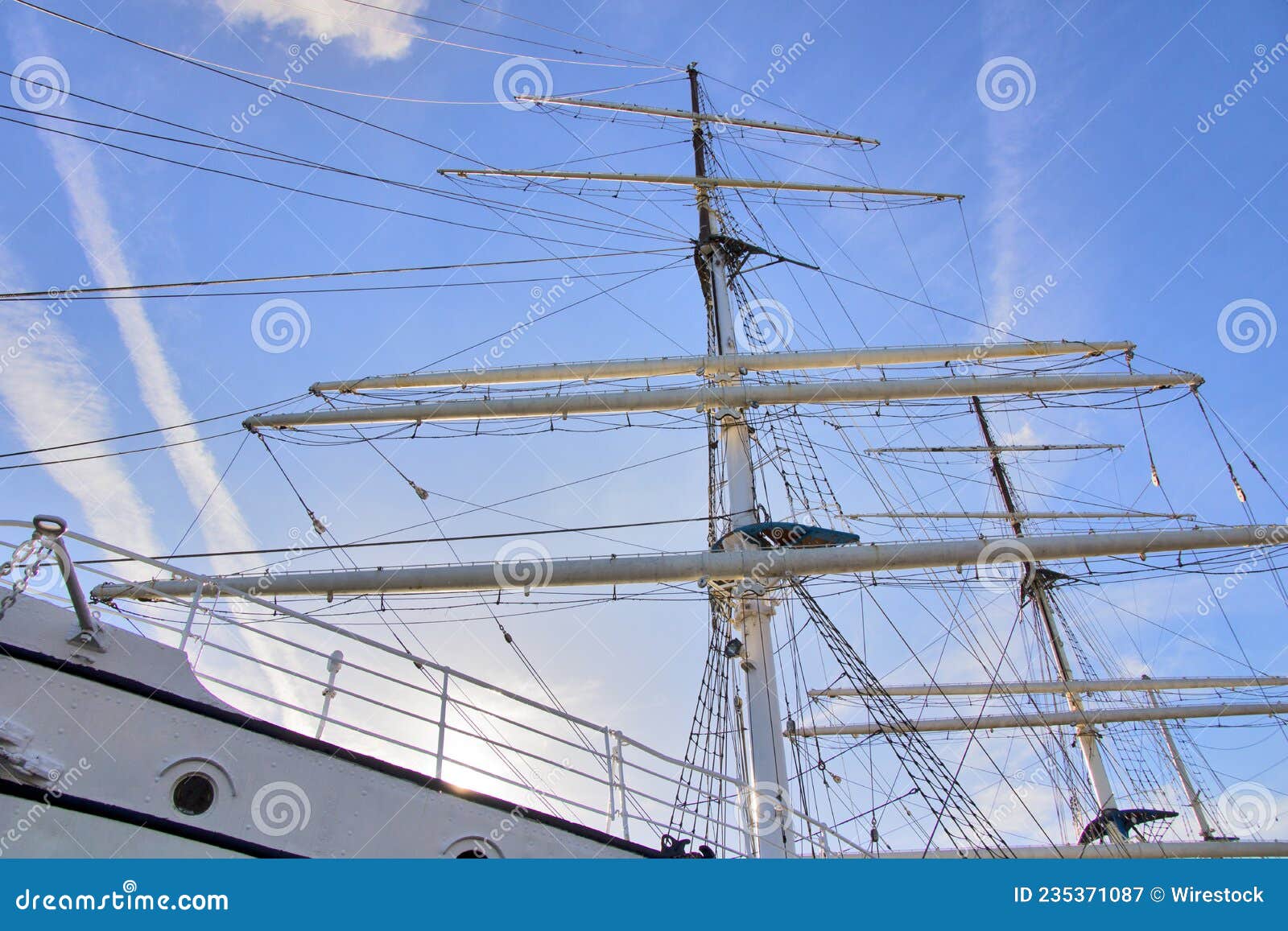 Low-angle Shot of a Sailing Ship - the Large Mast of an Old Sailing ...