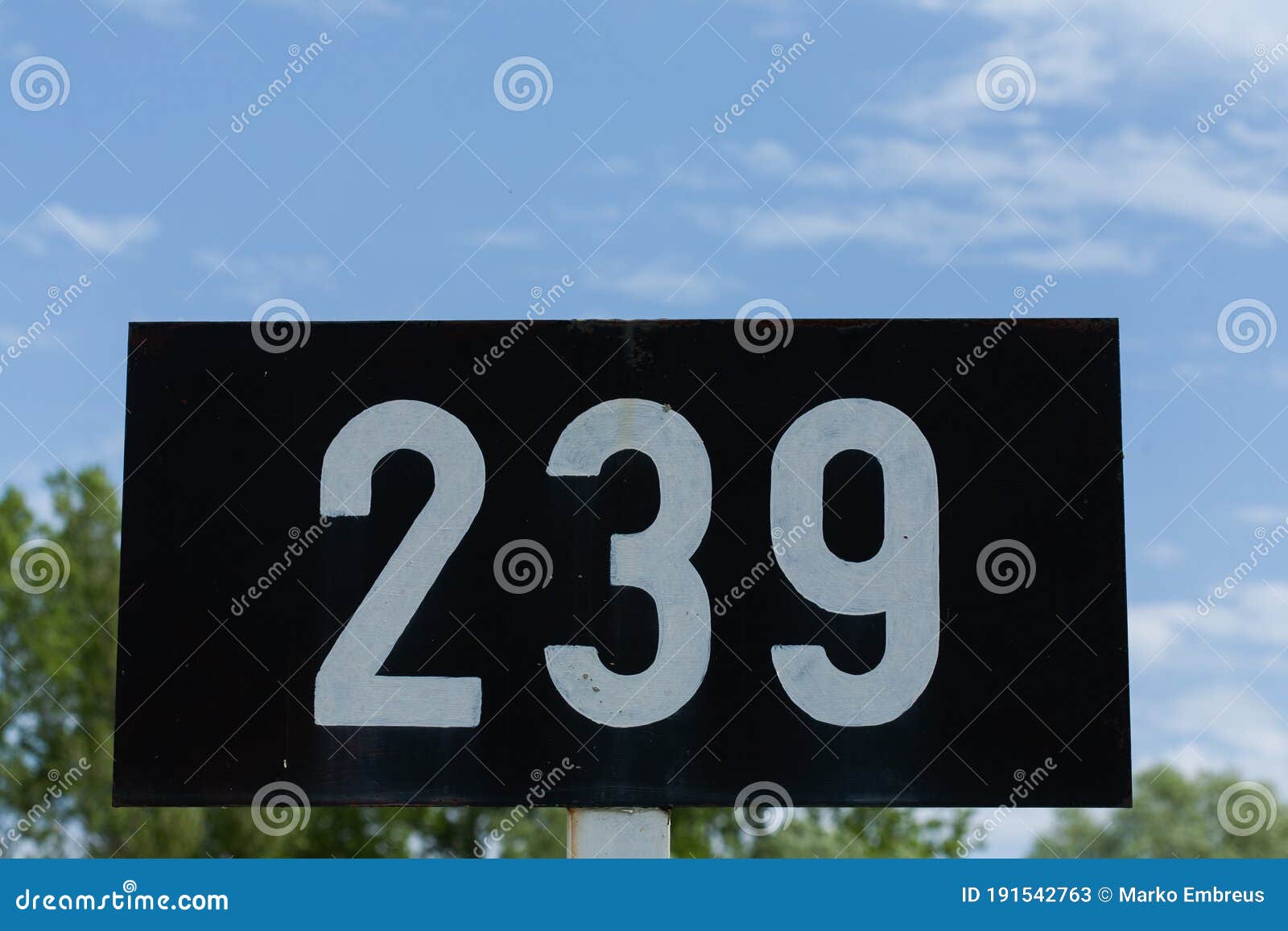 A Low Angle Shot of a Signpost with 239 Number on it Stock Image ...