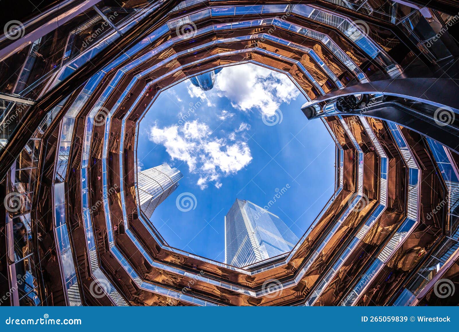 Low Angle Shot of the Sky from Inside the Oculus Building in Hudson ...