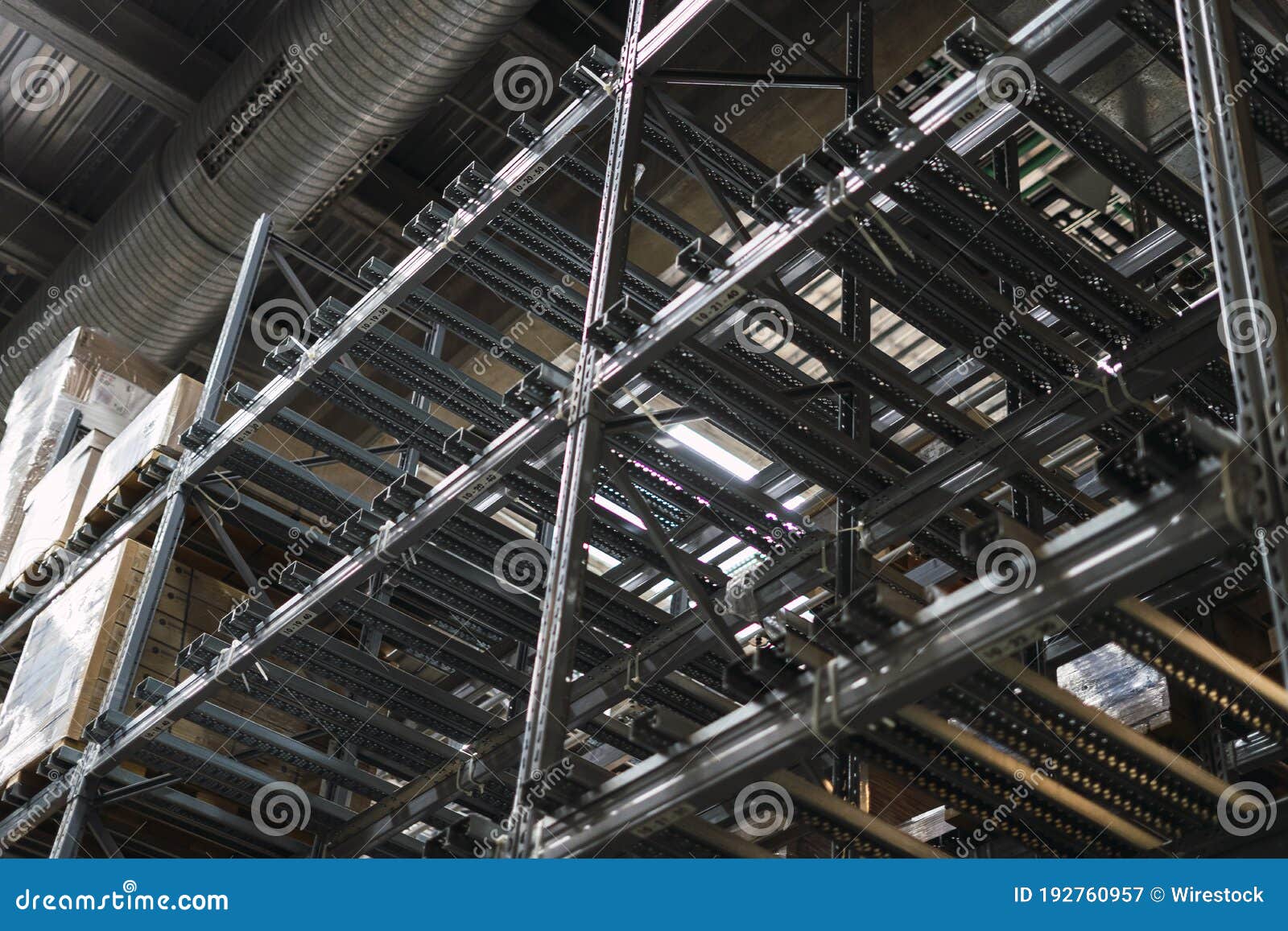 Low Angle Shot of a Steel Warehouse Stock Image - Image of high ...