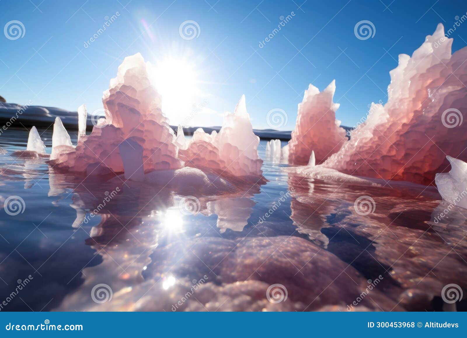 Low-angle Shot of Sunlight Hitting White Salt Crystals Against a Lagoon ...